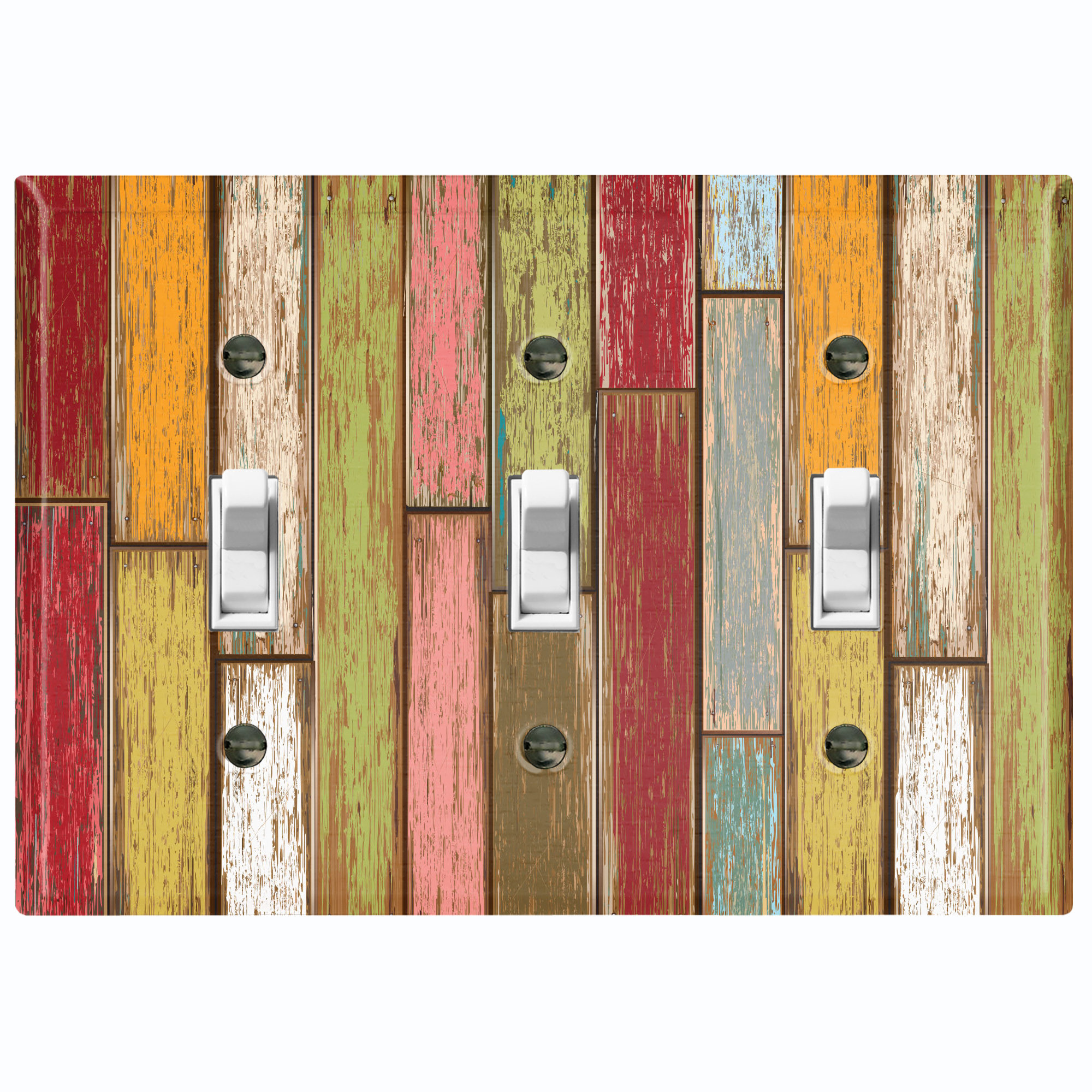 WorldAcc Colorful Fence Nature Themed 3 - Gang Toggle Light Switch ...