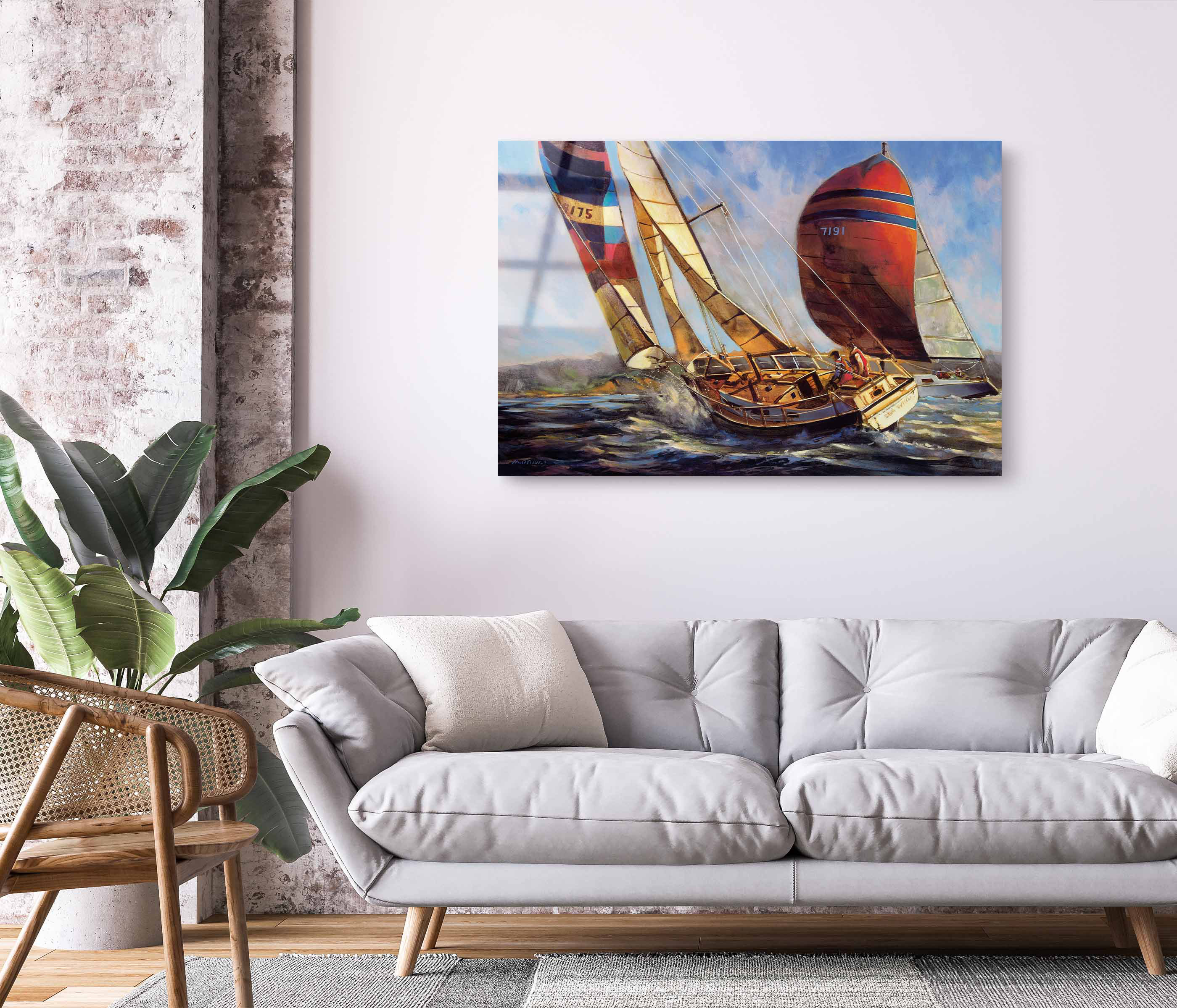 Breakwater Bay Windy Course, Boats Sailing, Canvas Painting on Acrylic ...