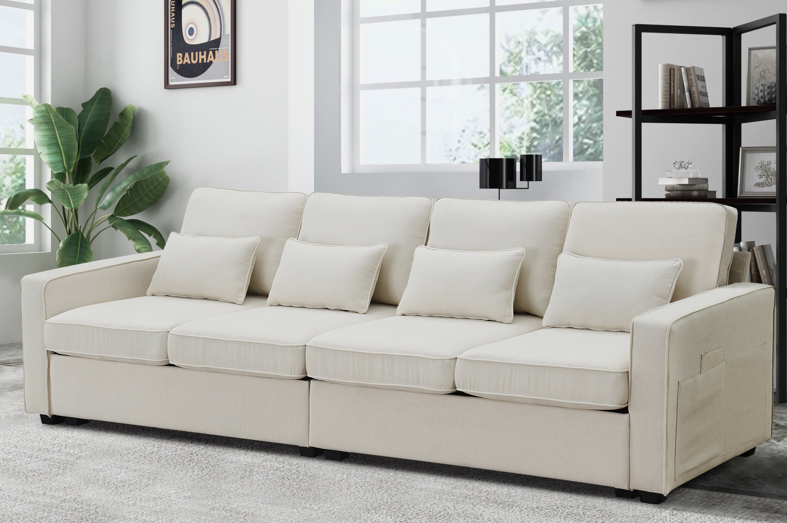 Latitude Run® Zayiah 104'' Linen Square Arm Sofa | Wayfair