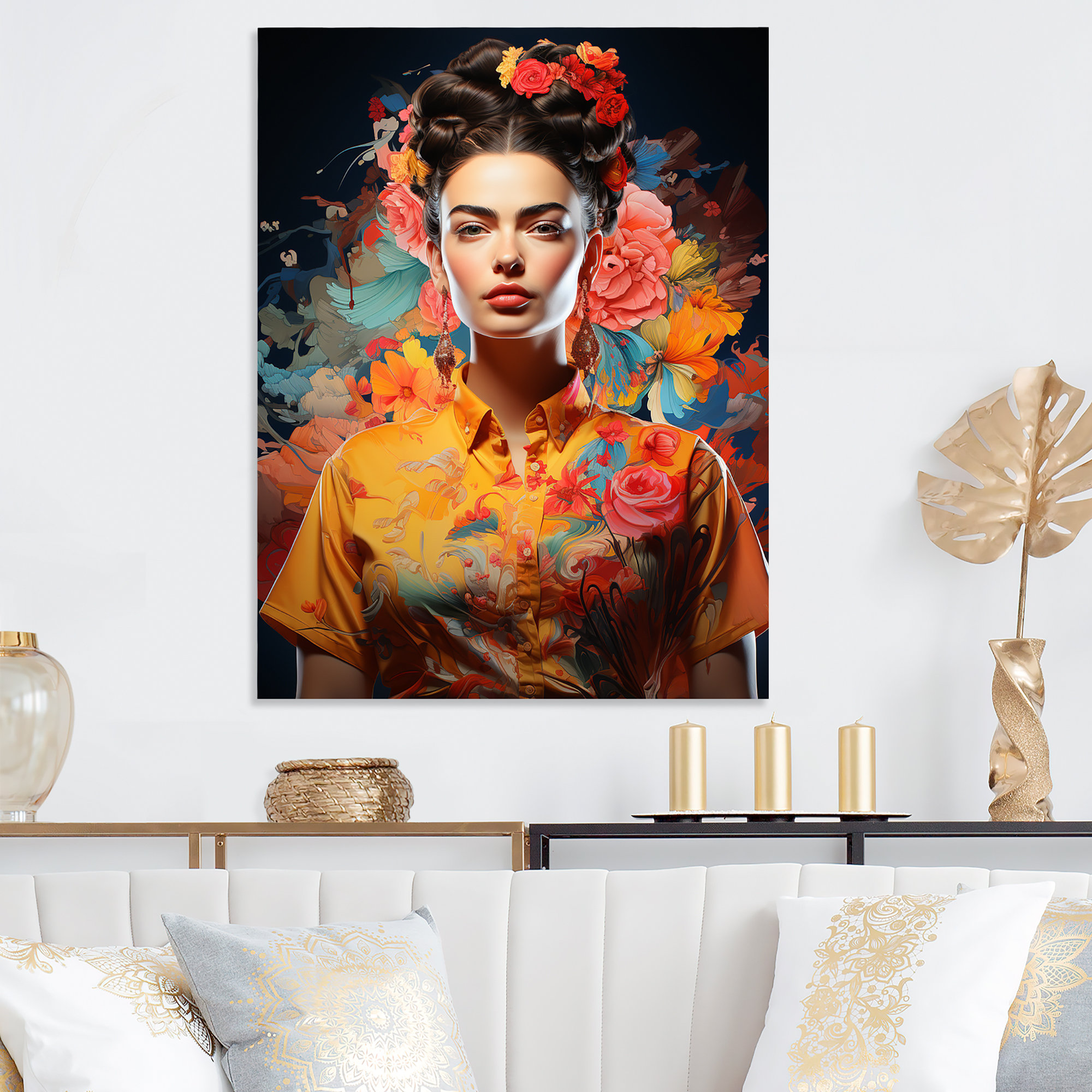 Lark Manor™ Yellow And Blue Mexican Muse Portrait - Mexican Woman Metal ...