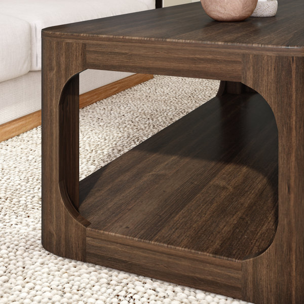 Wrought Studio Modern Rounded Rectangular Coffee Table With Shelf ...