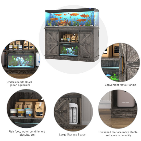 Gracie Oaks Farmhouse Aquarium Stand For 55-75 Gallon Fish Tanks ...
