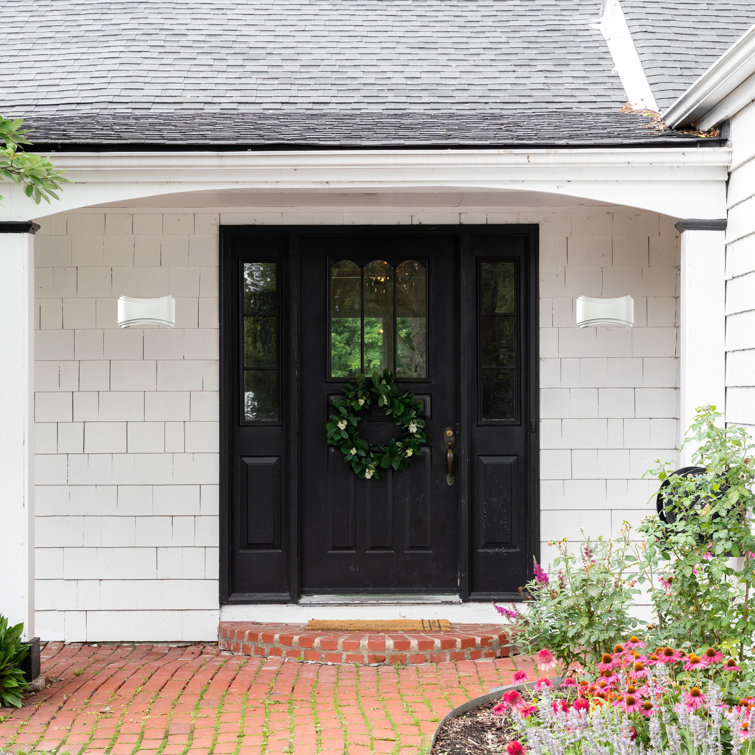 Happy Homewares Silver Integrated LED Frosted Glass Outdoor Bulkhead ...