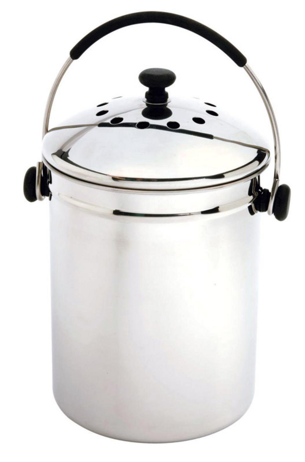 Prep & Savour Stainless Steel Kitchen Compost Keeper Bin With Charcoal ...