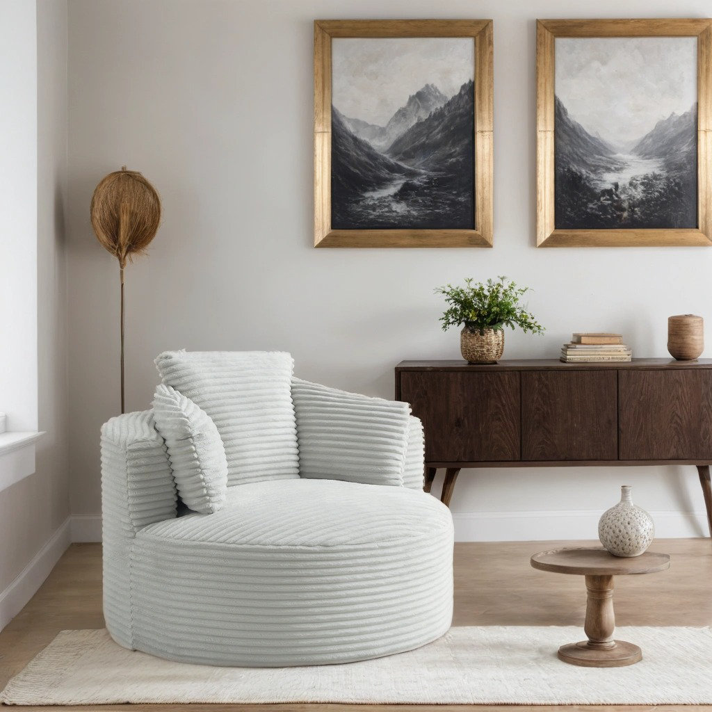 Hokku Designs Compressible Corduroy Round Chair – Plush Cushioned ...