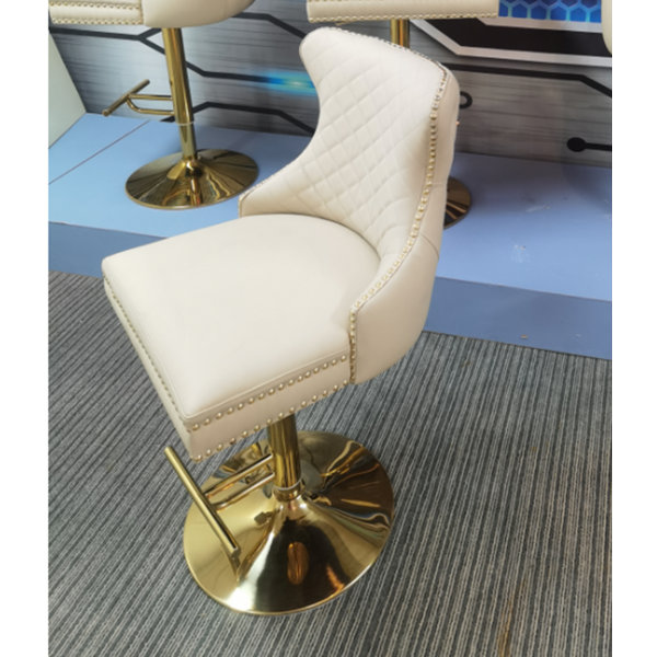 InfinityFurnitureImport Infinity Diamond-quilted Bar Stool With Gold ...