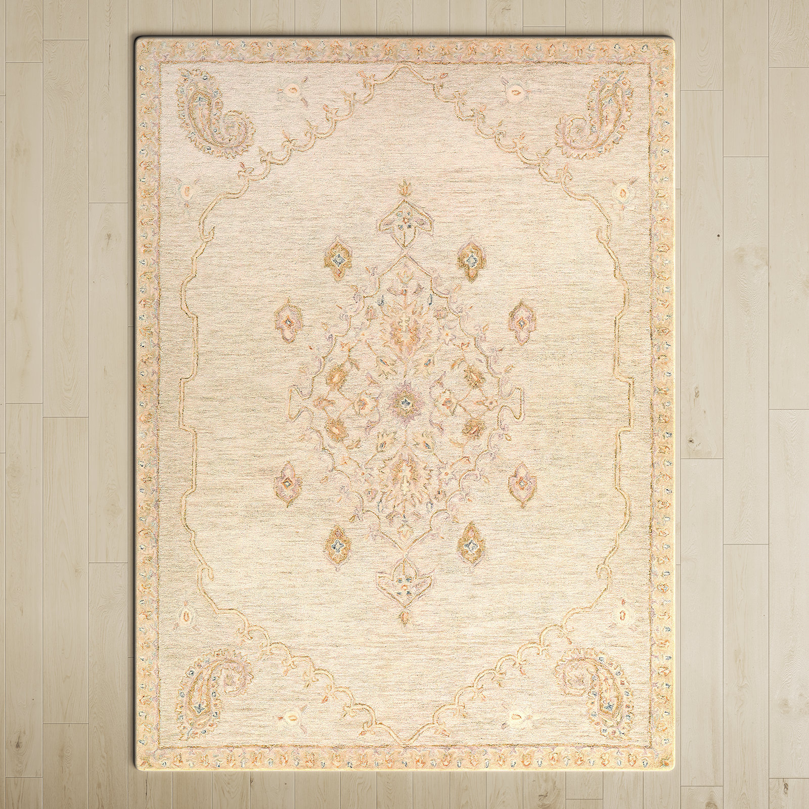 Birch Lane™ Conroe Oriental Handmade Tufted Wool Cream Area Rug ...