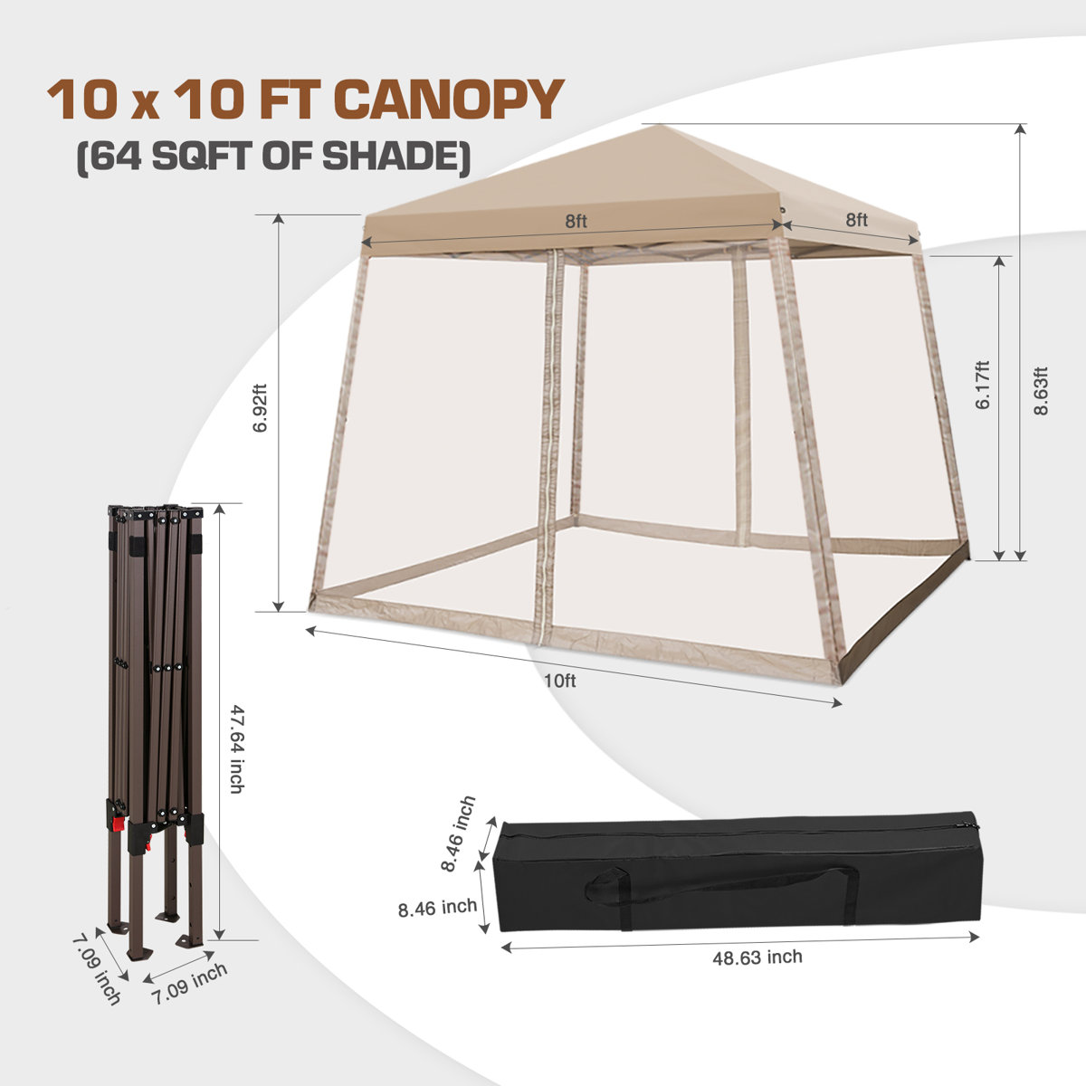 EAGLE PEAK Pop up Patio Gazebo Pop up Patio 10 Ft. W x 10 Ft. D Slant ...