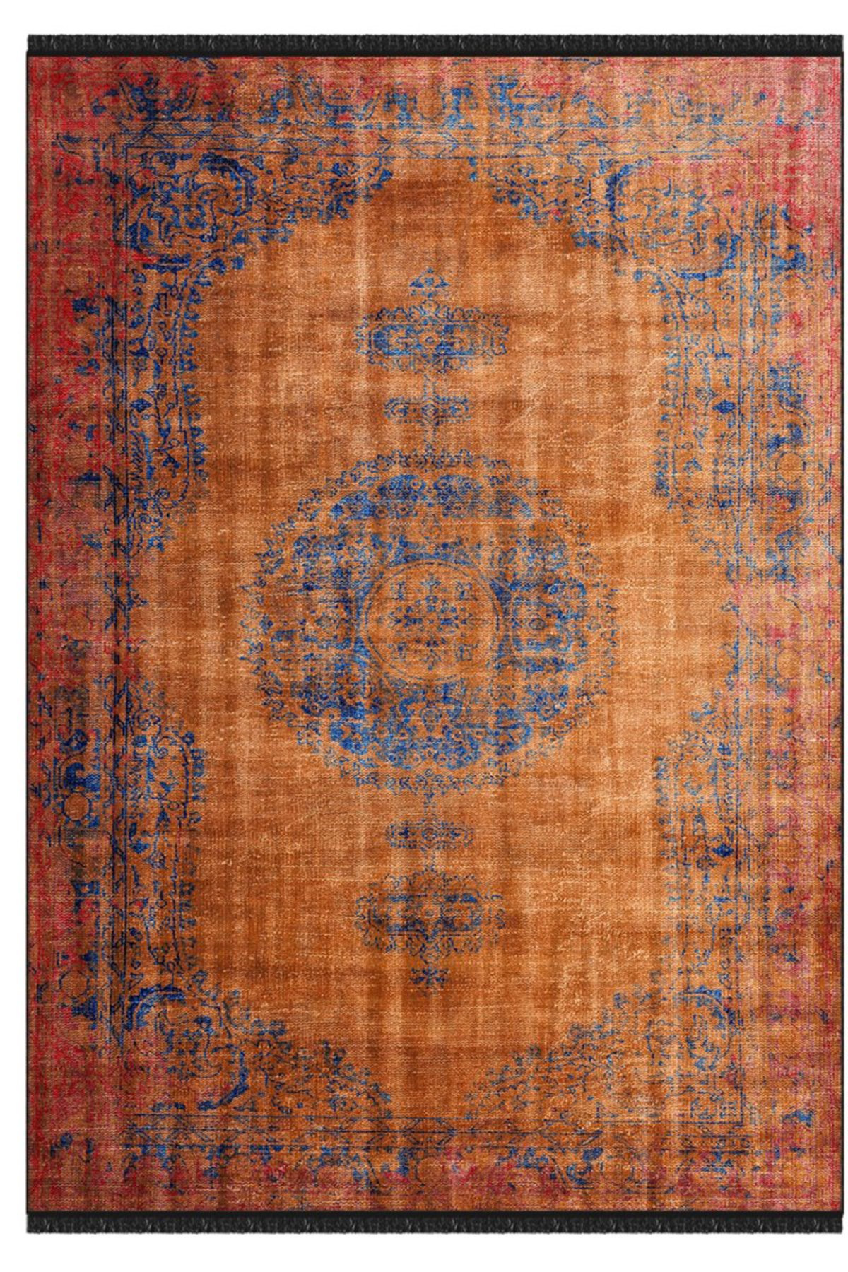 Rugpera Ayjah Orange And Blue Color Oriental Design Carpet Machine ...