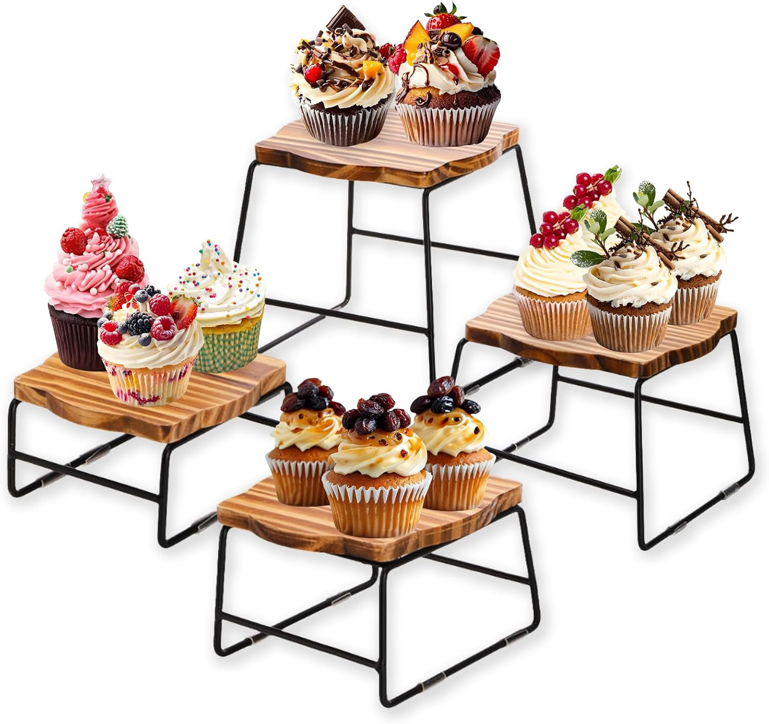 One Allium Way® 4 Piece Wood Buffet Risers, Dessert Table Risers Food ...