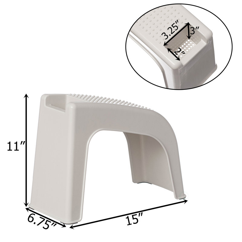 Rebrilliant Mikai Shower Footrest, White Bath Foot Stool for Shaving ...