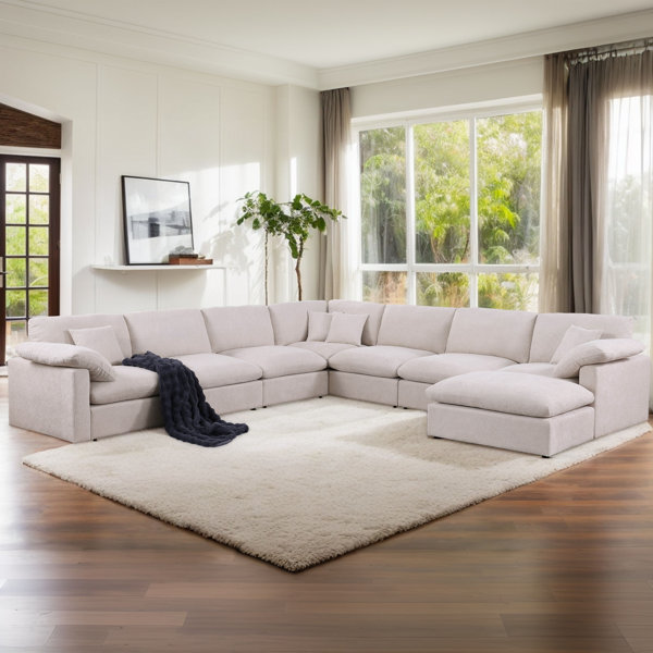 Latitude Run® 8 piece 152" Extra Deep Sectional Modern L-Shaped Modular ...