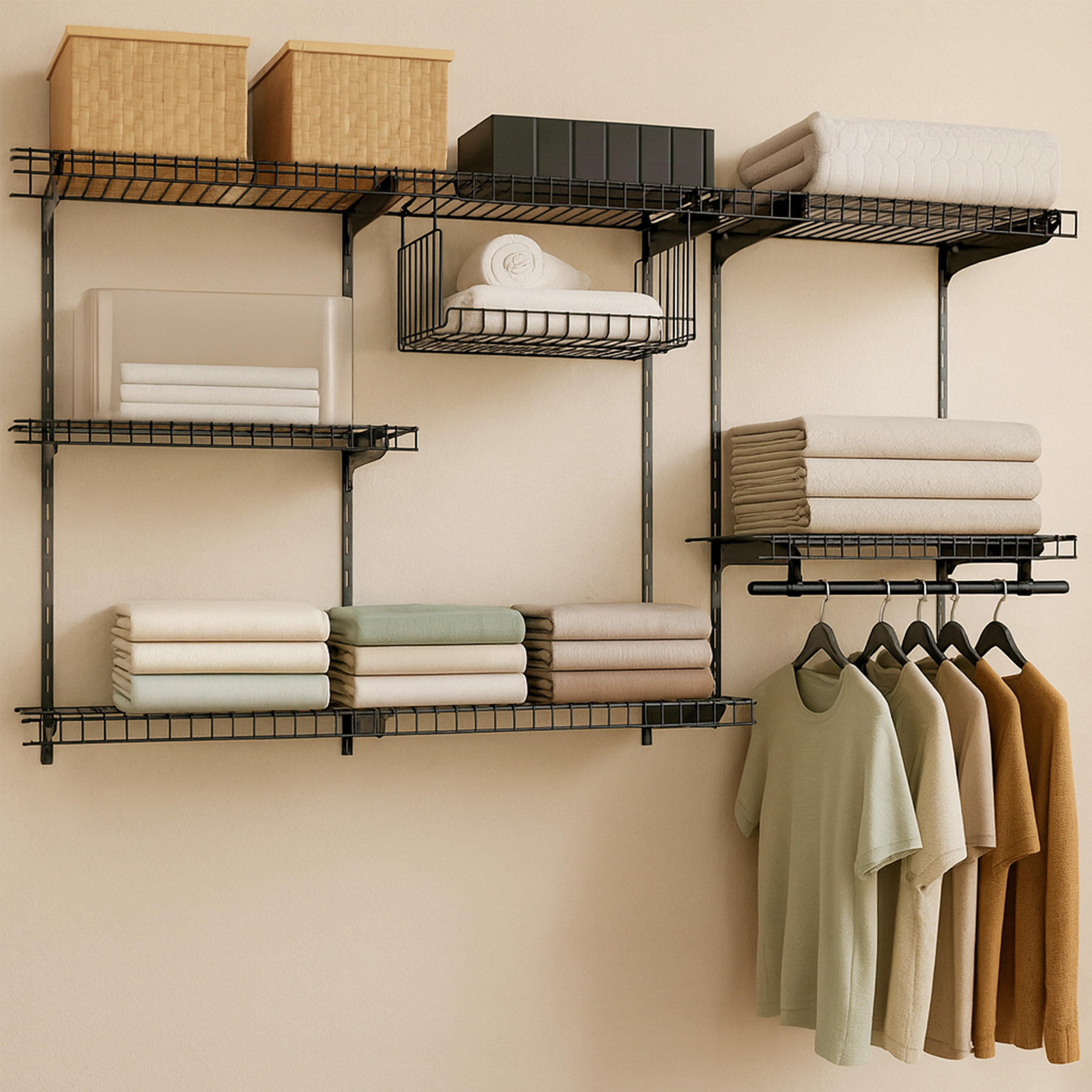 Rebrilliant Adjustable Wire Closet Shelf Kit – 3–5 Ft Expandable ...