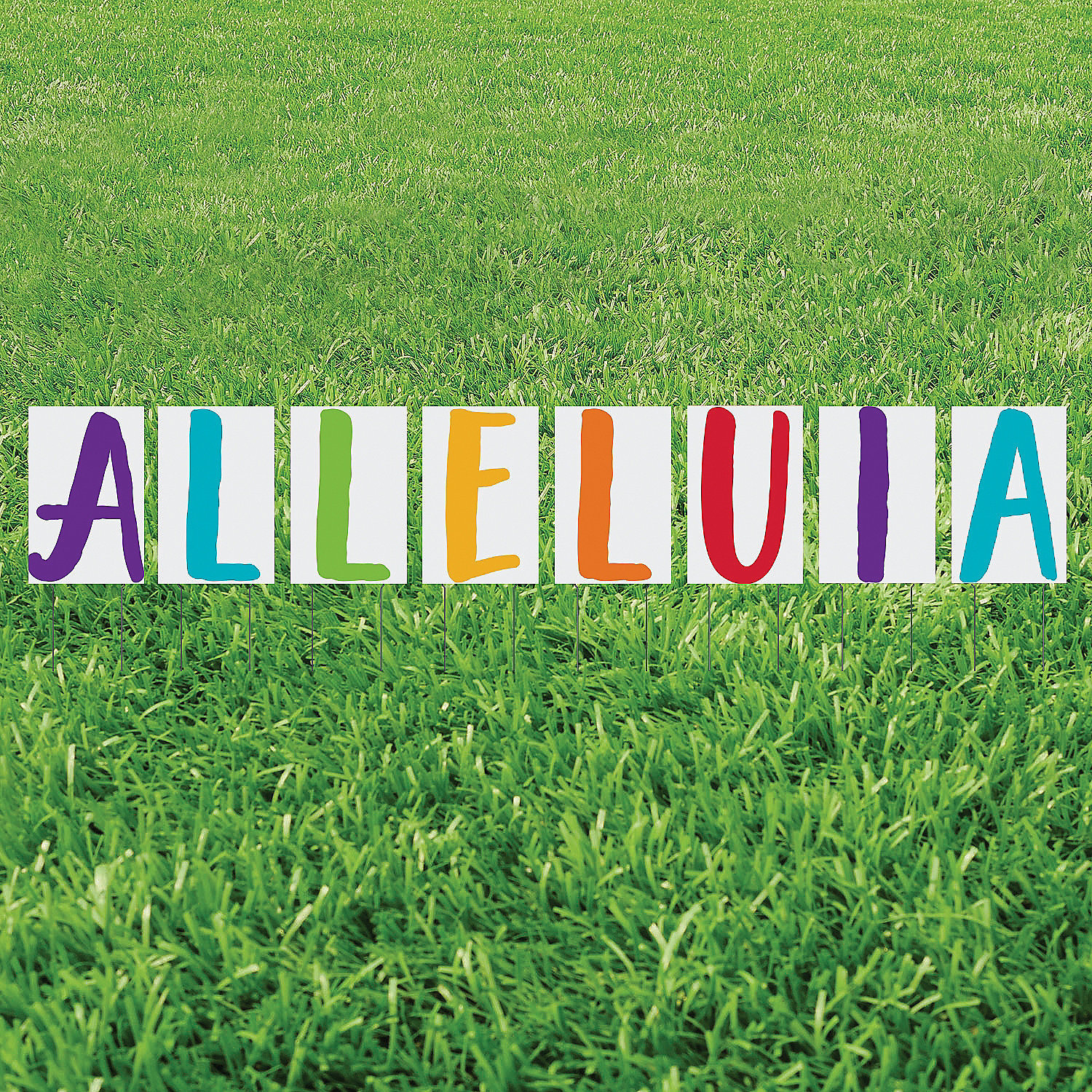The Holiday Aisle® Alleluia Yard Stakes - Party Decor - 8 Pieces | Wayfair