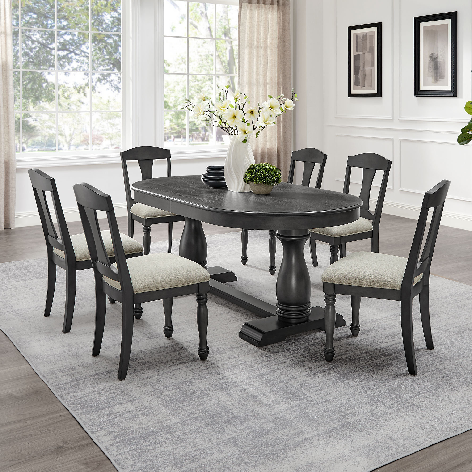 Canora Grey Extendable Wooden Dining Table Set | Wayfair