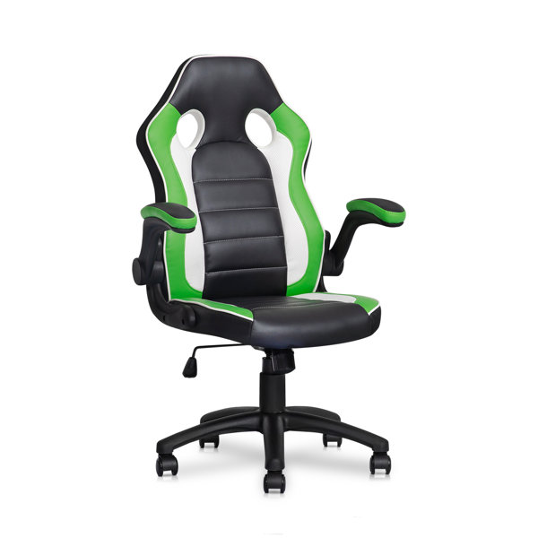 Inbox Zero Faux Leather Computer Gaming Racer Chair, Adjustable ...