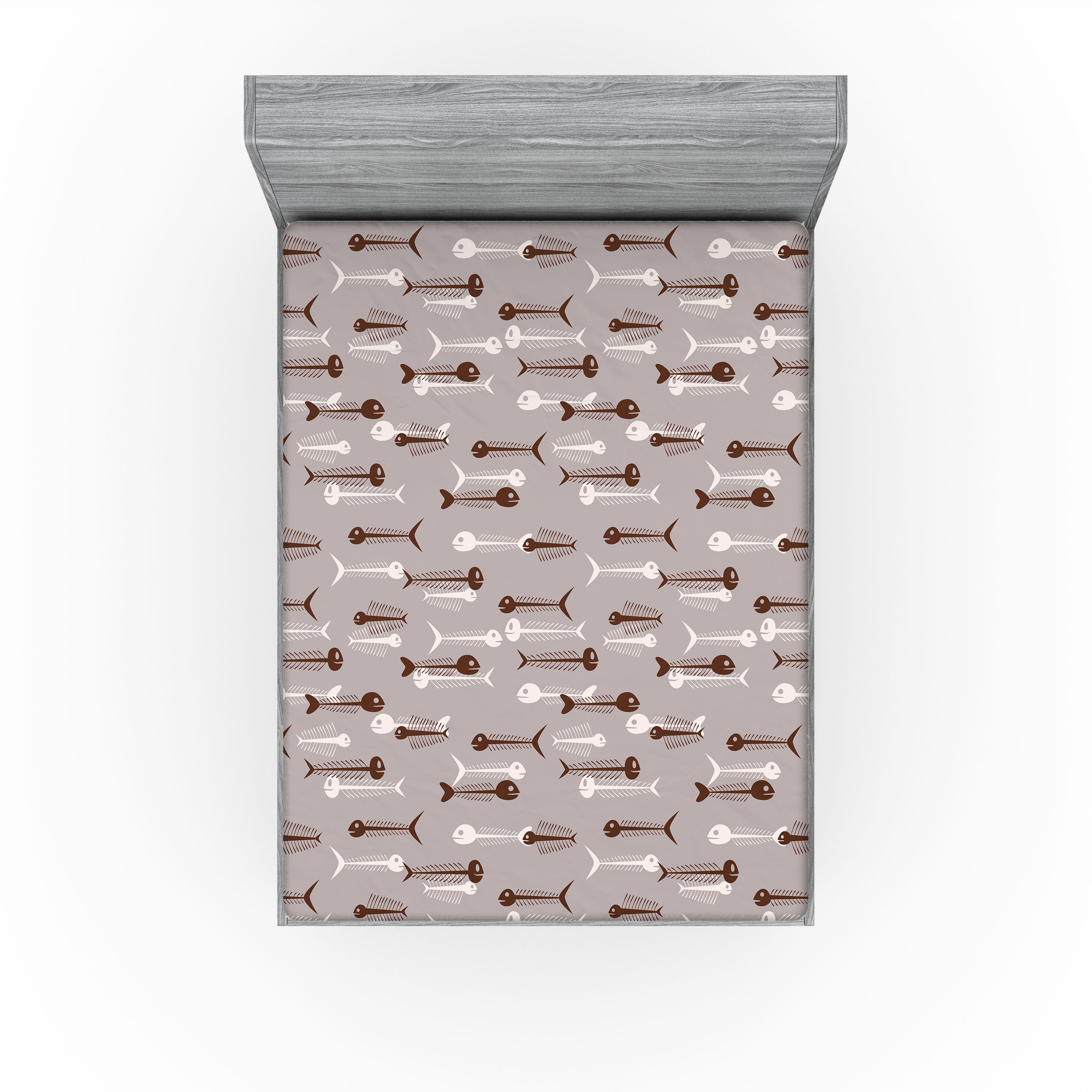 Ambesonne Nautical Fitted Sheet Fishbone Pattern Oceanic Purple Grey ...