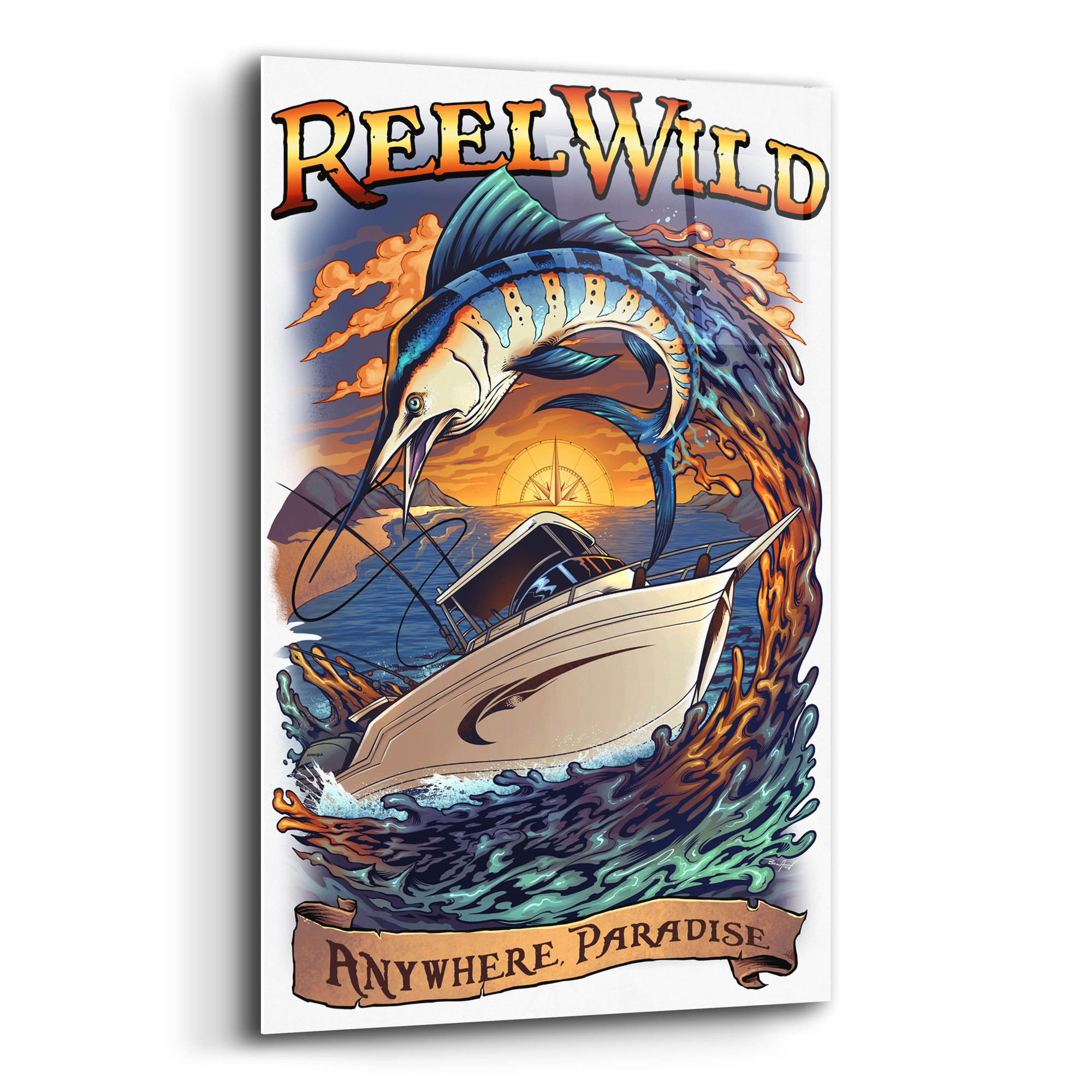 Trinx Marlin Fishing Boat Reel Wild On Plastic / Acrylic by Flyland ...