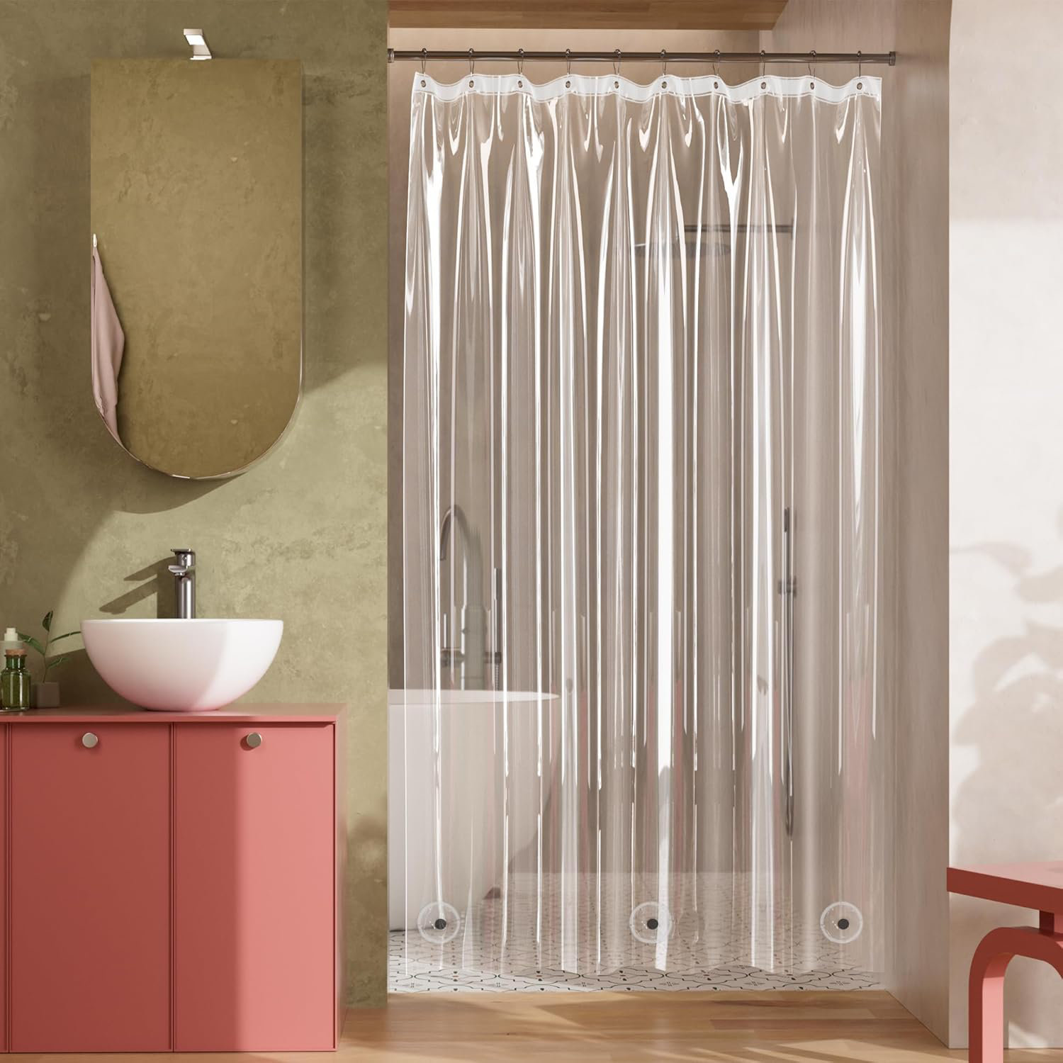 Symple Stuff Clear PEVA Shower Curtain Liner With Magnets And Rustproof ...