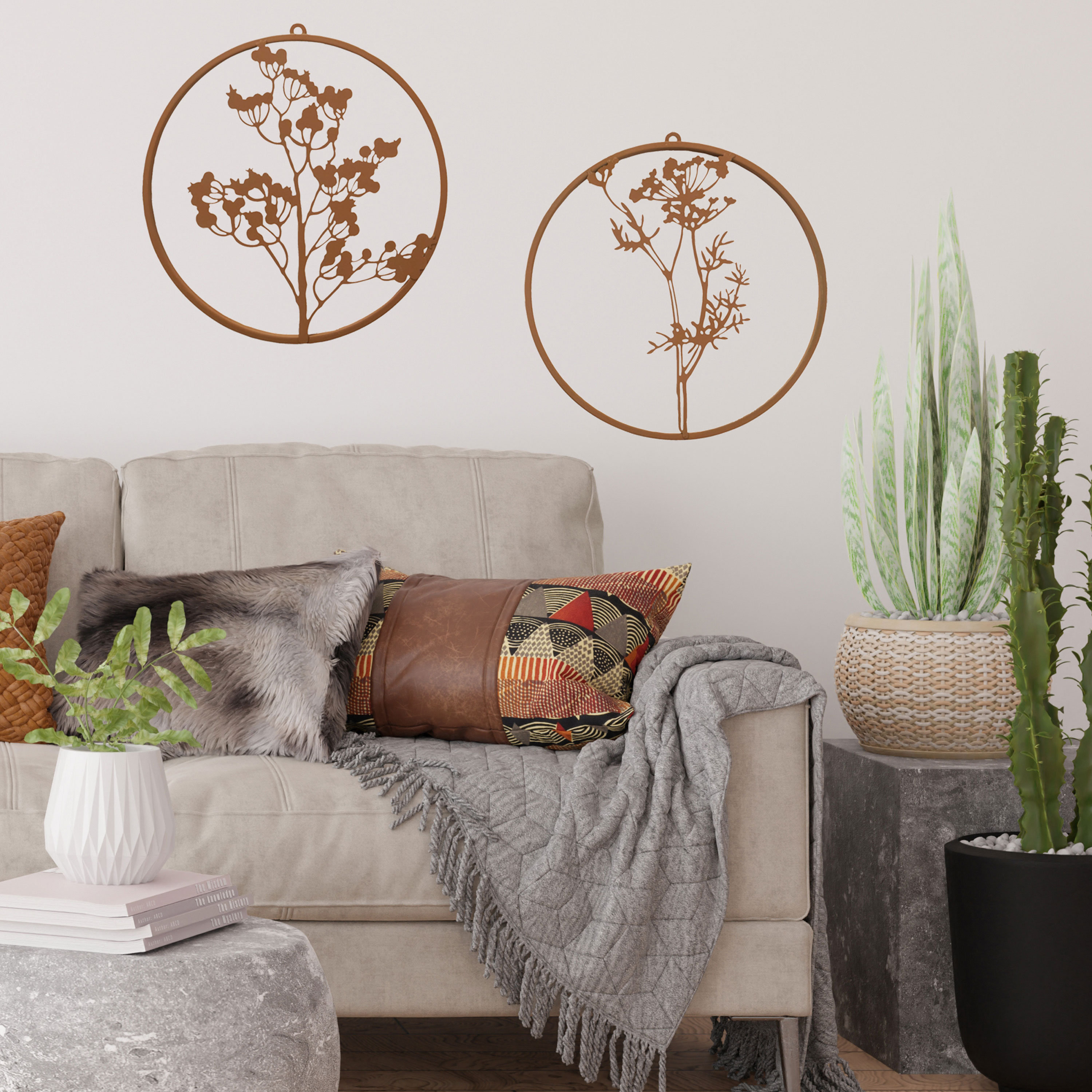 Red Barrel Studio® 2 Piece Meadow Flower Roundel Wall Décor Set | Wayfair