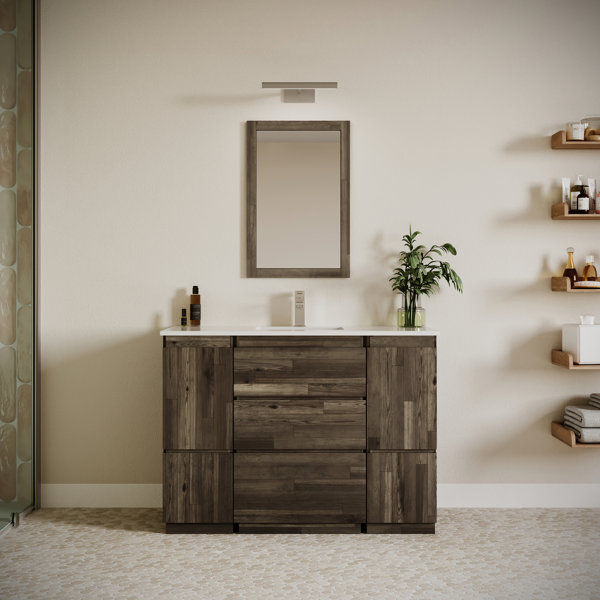 Fresca Ensemble de meuble-lavabo sur pied simple avec lavabo et lavabo ...