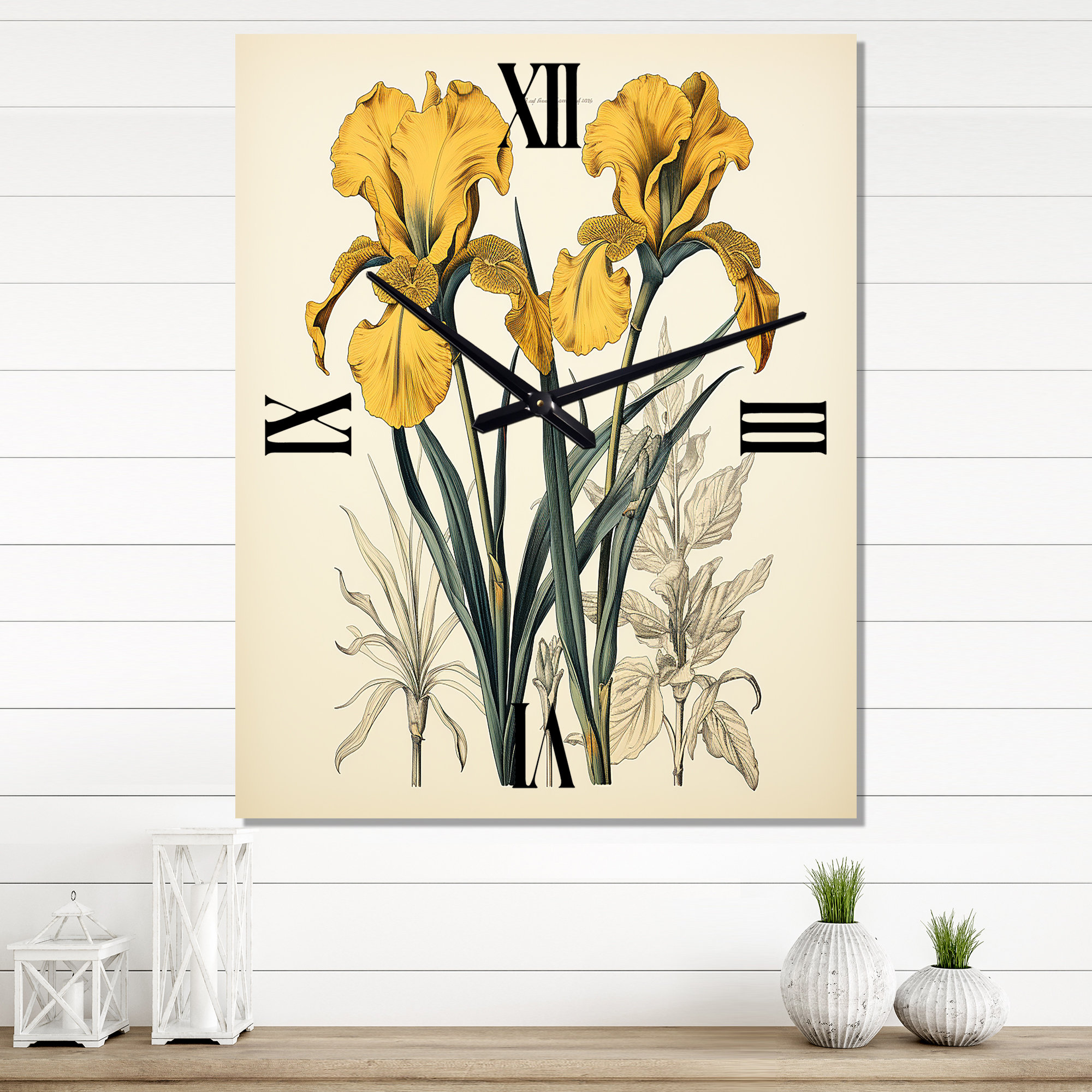 Design Art Vintage Illustration Golden Irises - Irises Vintage Wall ...