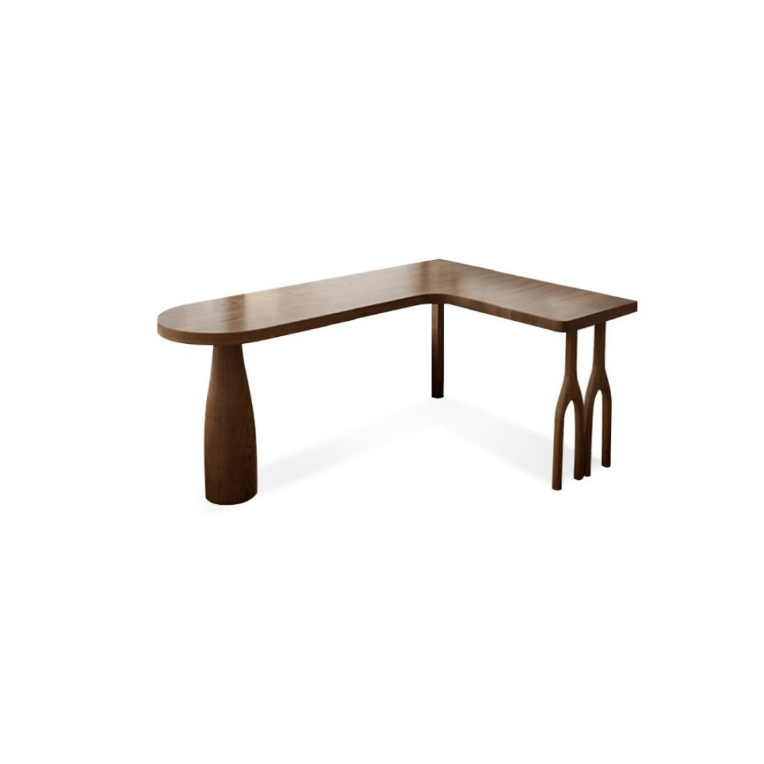 Corrigan Studio® Nut-brown L-Shaped Solid Wood Writing desk | Wayfair