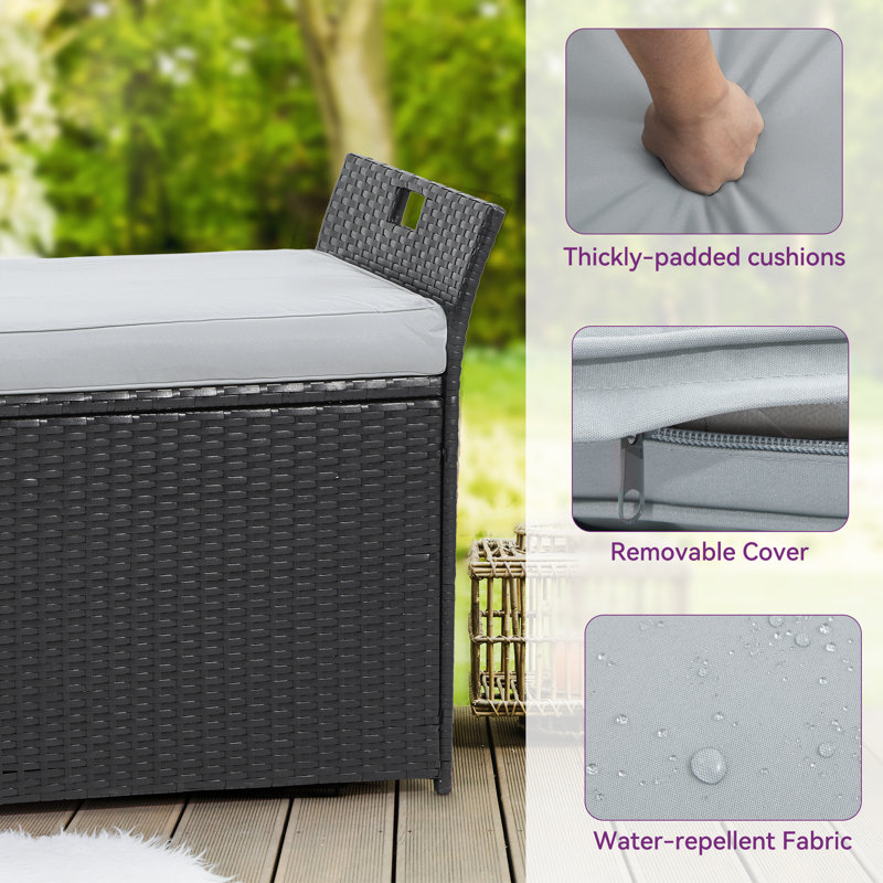 Red Barrel Studio® Friedbald 90 Gallon Outdoor Storage Bench with ...