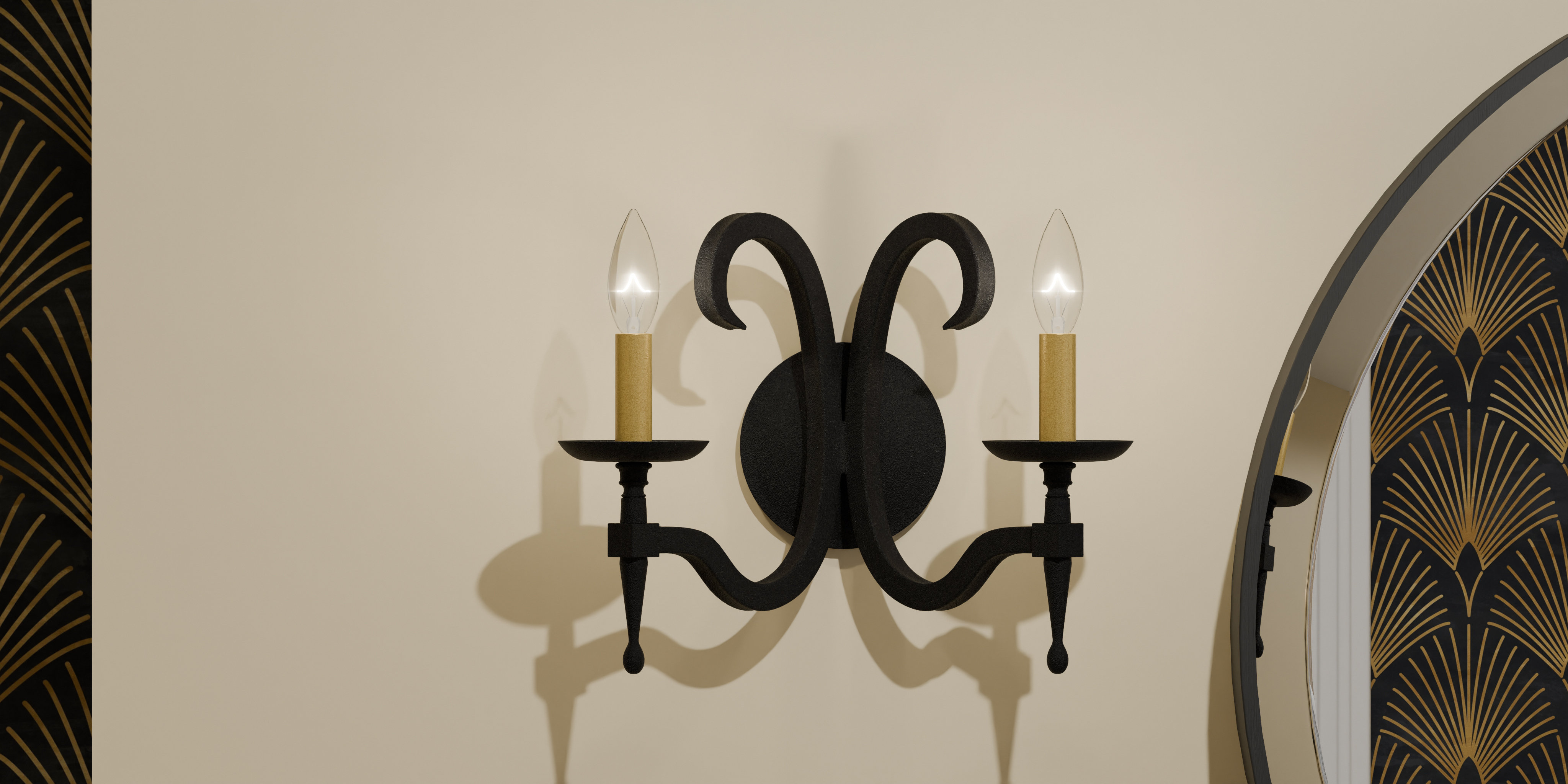 Darby Home Co Janci 2-Light Earth Black Wall Sconce & Reviews | Wayfair