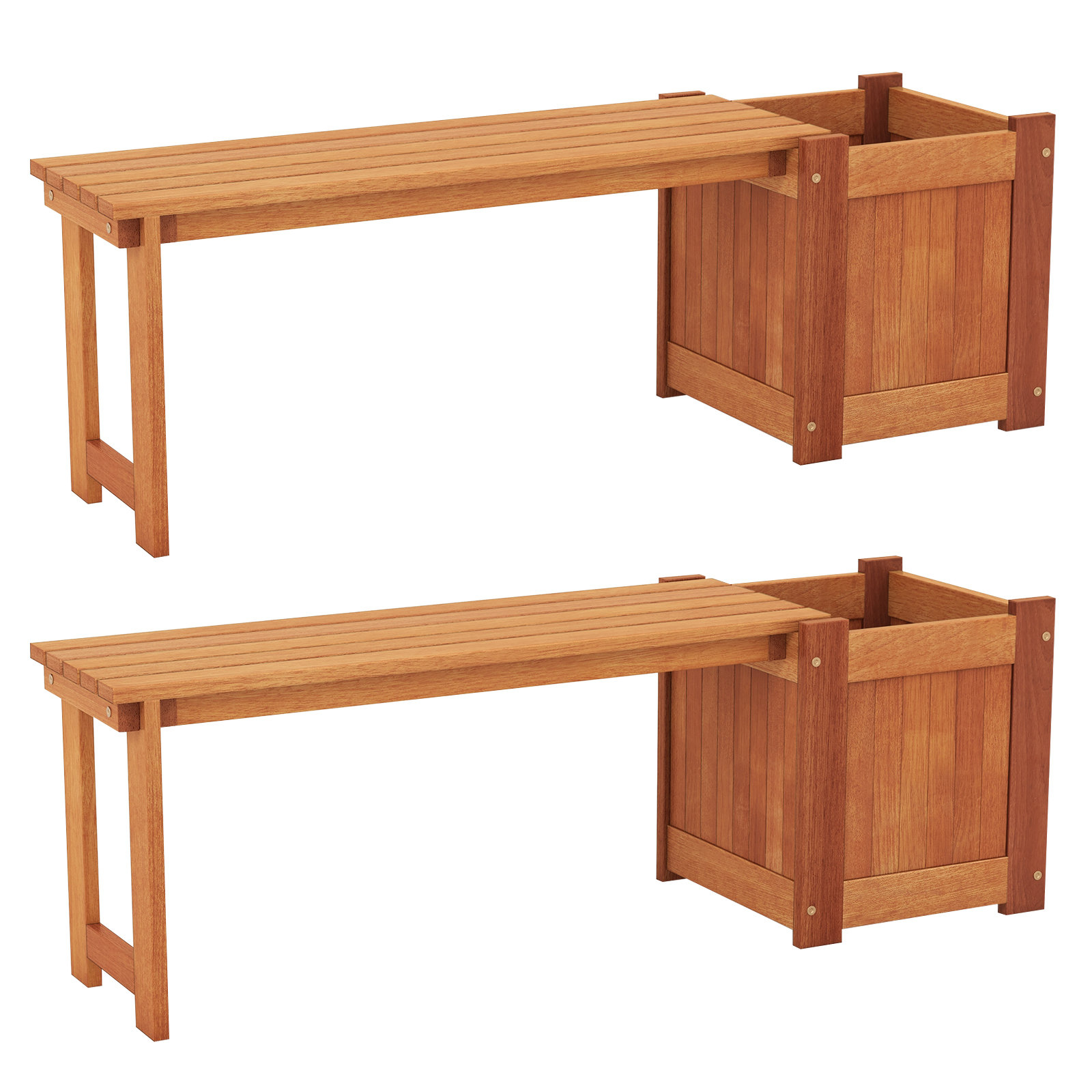 Latitude Run® 2PCS Bench with Planter Box 2 in 1 Wooden Flower Box Kit ...