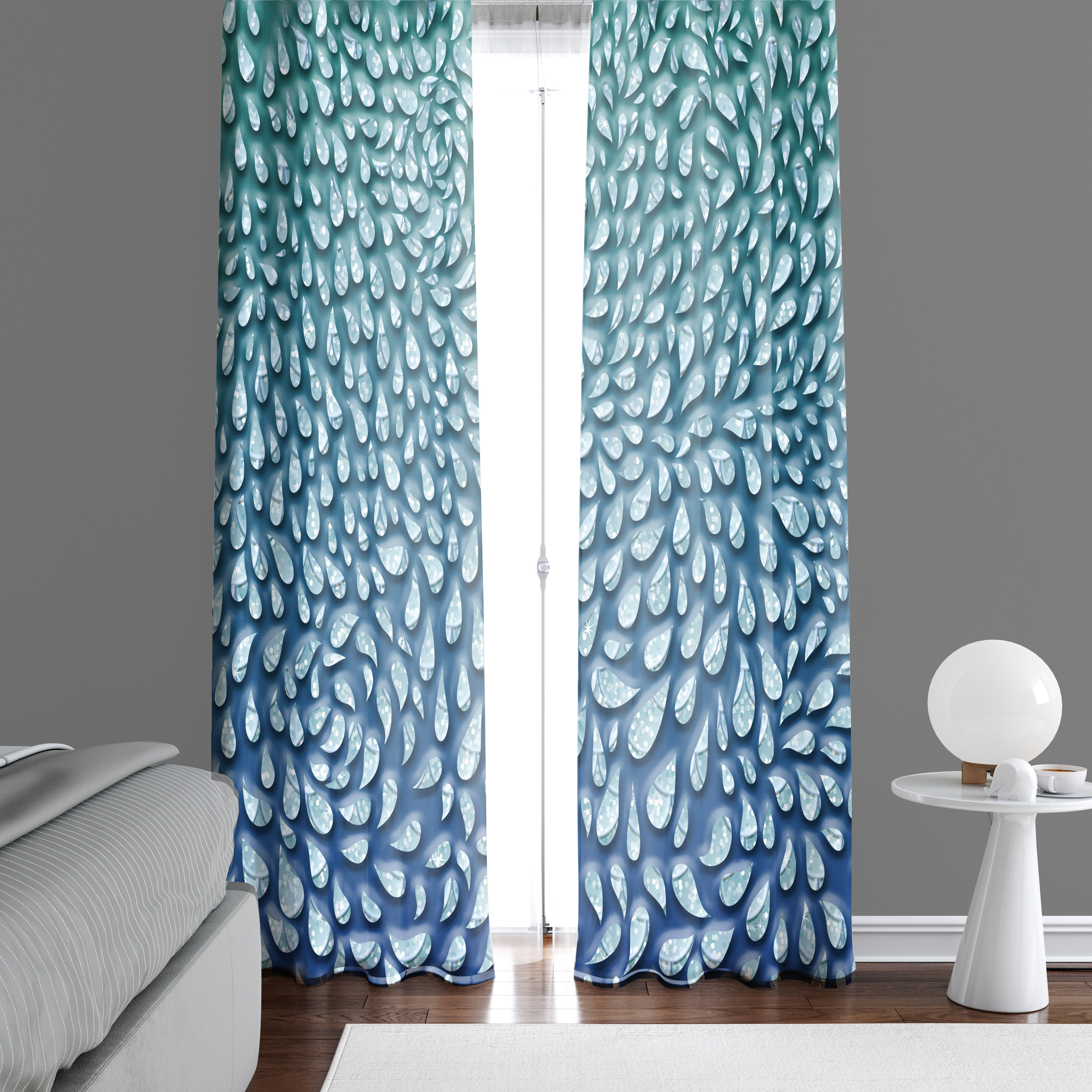 Deja Blue Studios 3D Raindrop Paisley Semi-Sheer Curtain Panels ...