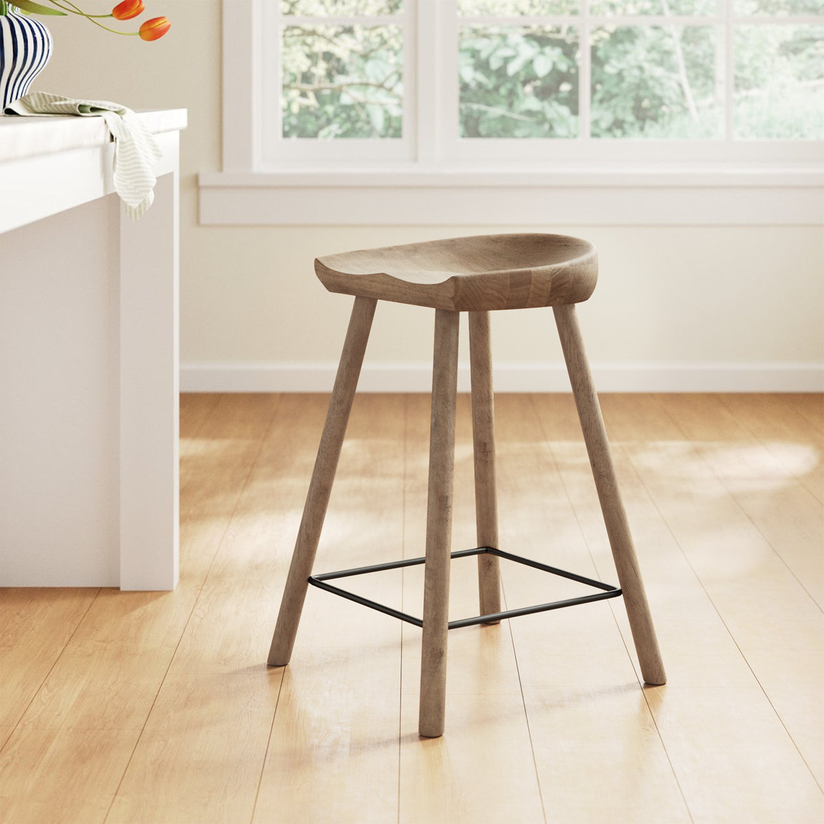 Birch Lane™ Casimer Solid Wood Stool & Reviews | Birch Lane
