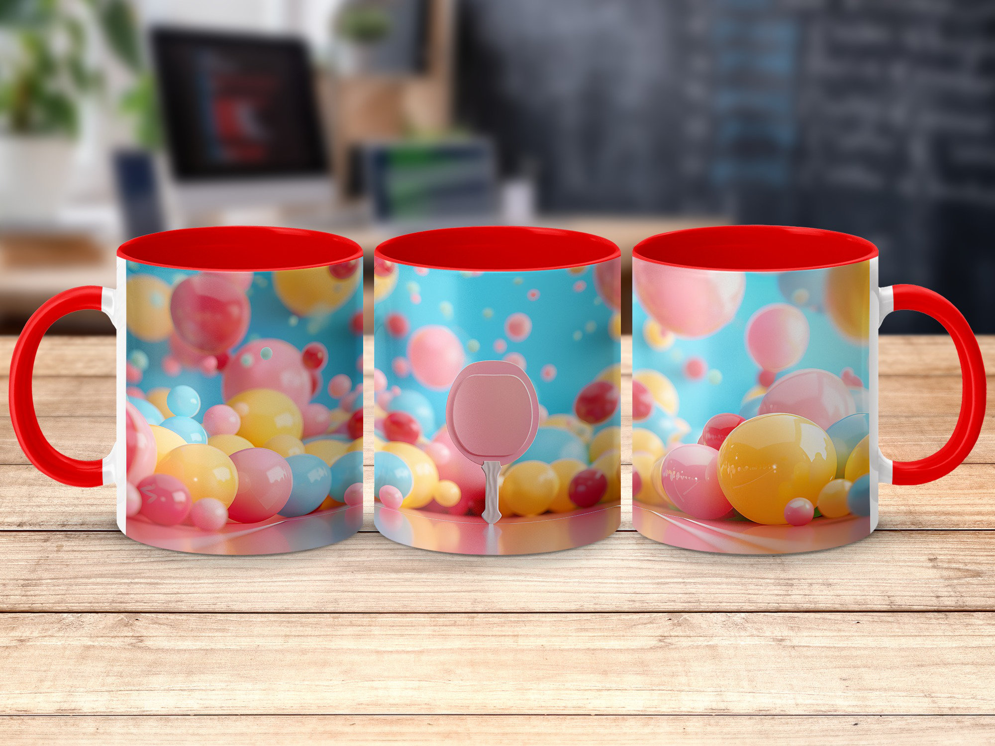 East Urban Home Colourful 3D Design 11oz Accent Mugs – White Ceramic ...