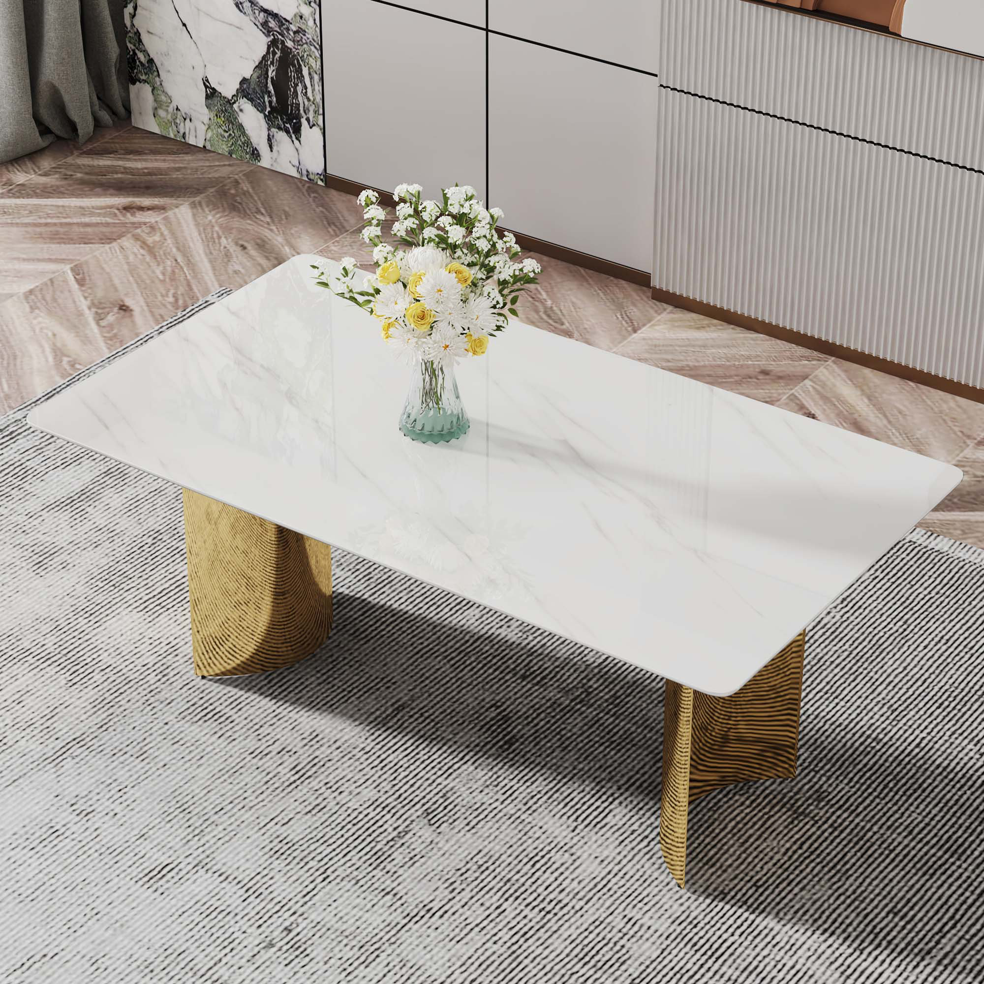 Mercer41 Marble Glass Dining Table | Wayfair
