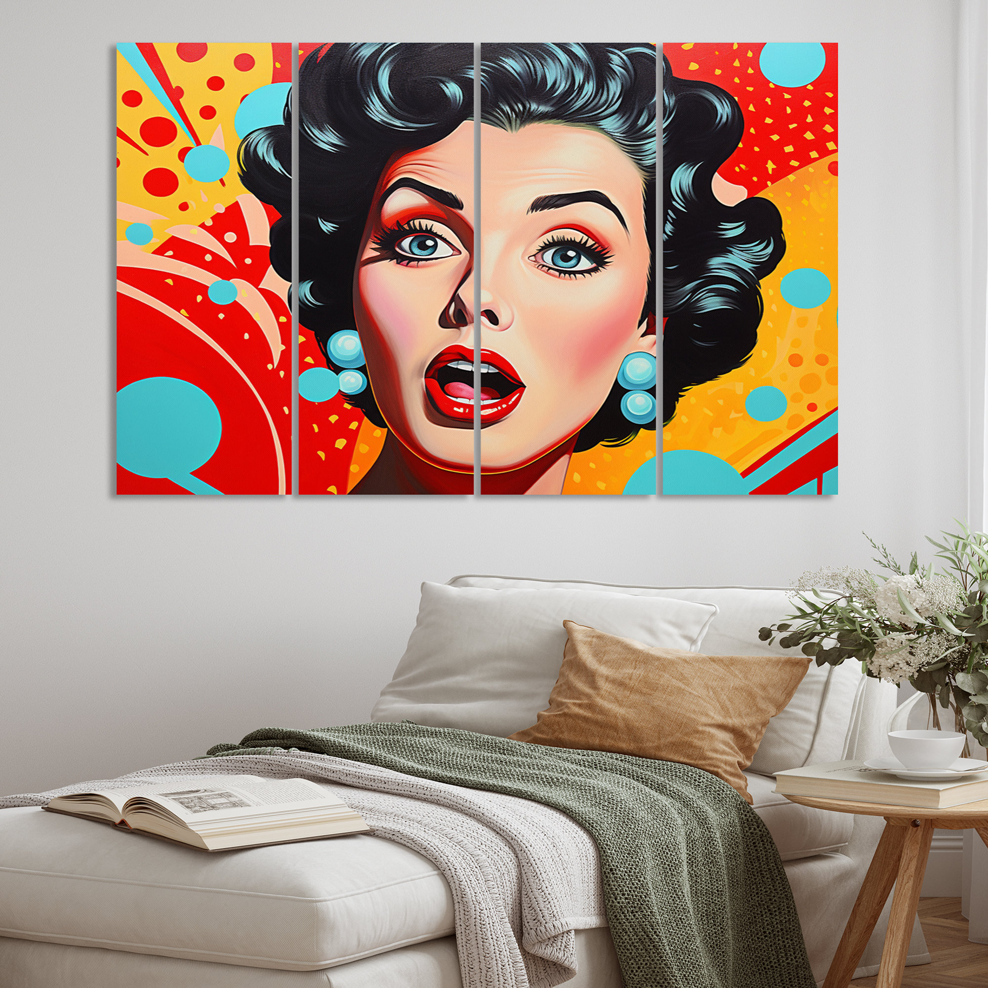 George Oliver Pop Art Bubble Retro Portrait I On Canvas 4 Pieces Print ...