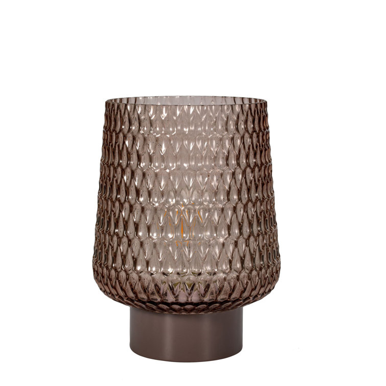 17 Stories Sparkling glamor mobile table lamp timer battery gray glass ...