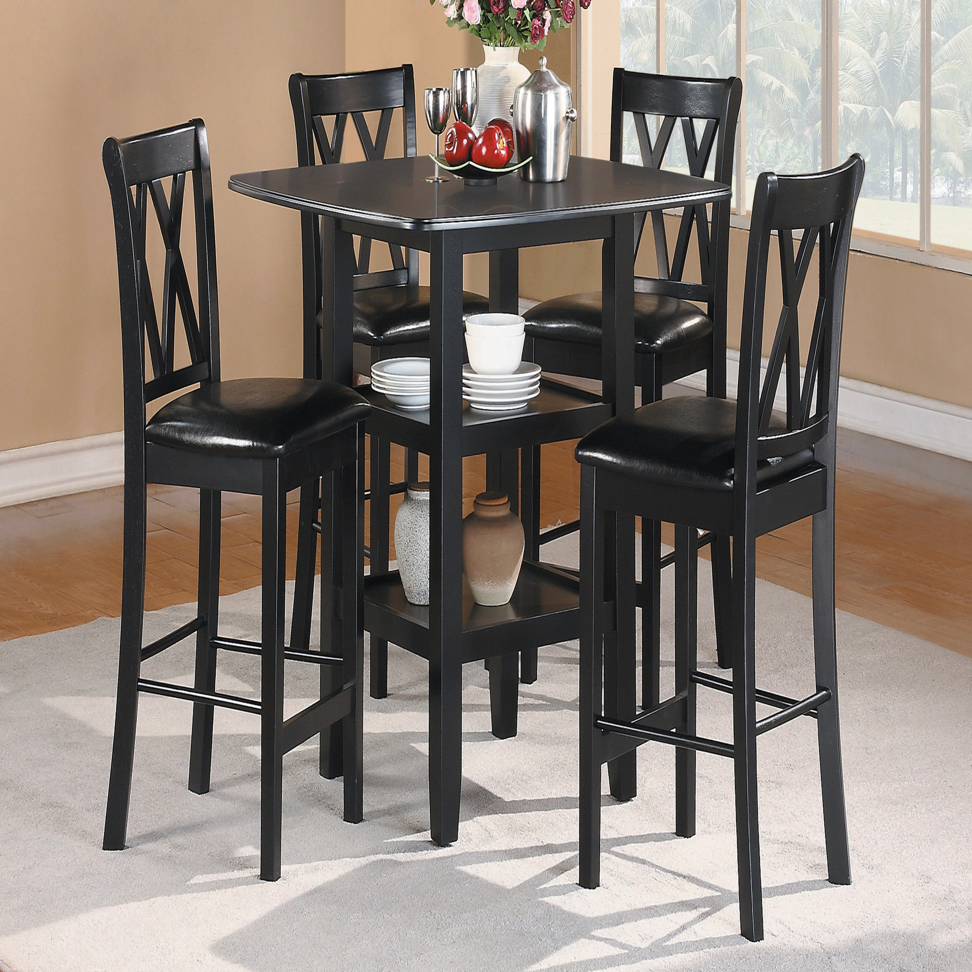 17 Stories 5Pc Counter Height Set Dining Counter Height Table With ...