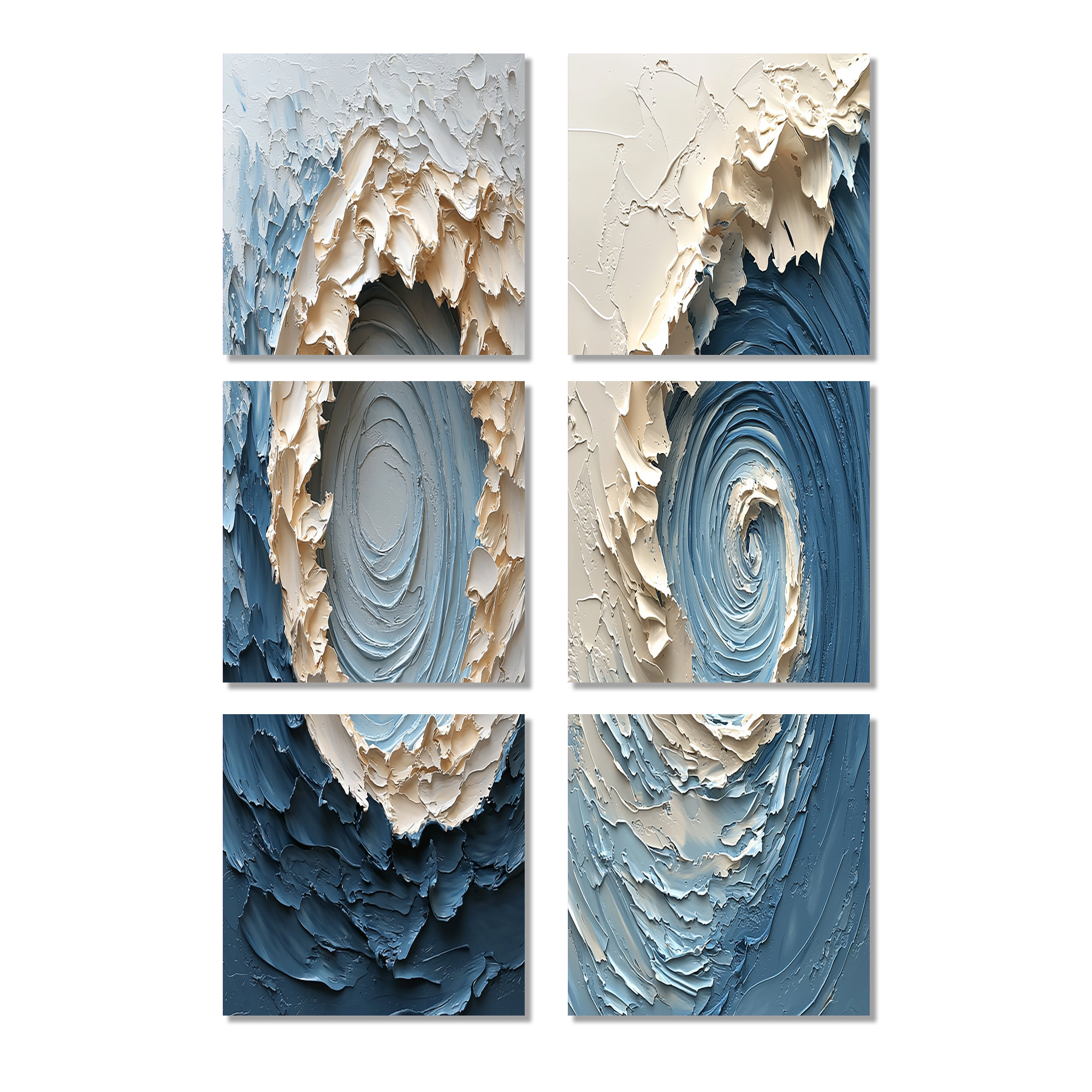 Ivy Bronx White Oceanic Vortex Accented With Blue - Abstract Spirals ...