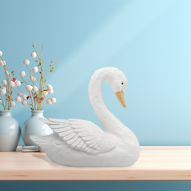 Lark Manor™ White Swan Sculpture Resin Outdoor Decoration | Wayfair