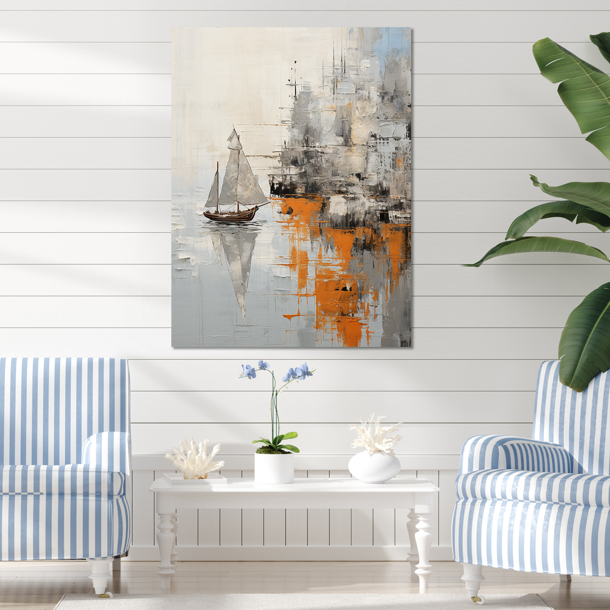 Breakwater Bay Minimalism Coastal Port Perception II - Boat Wall Decor ...