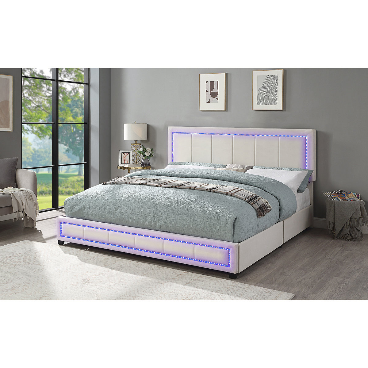 Brayden Studio King Bed Frame with LED Lights - Wayfair Canada