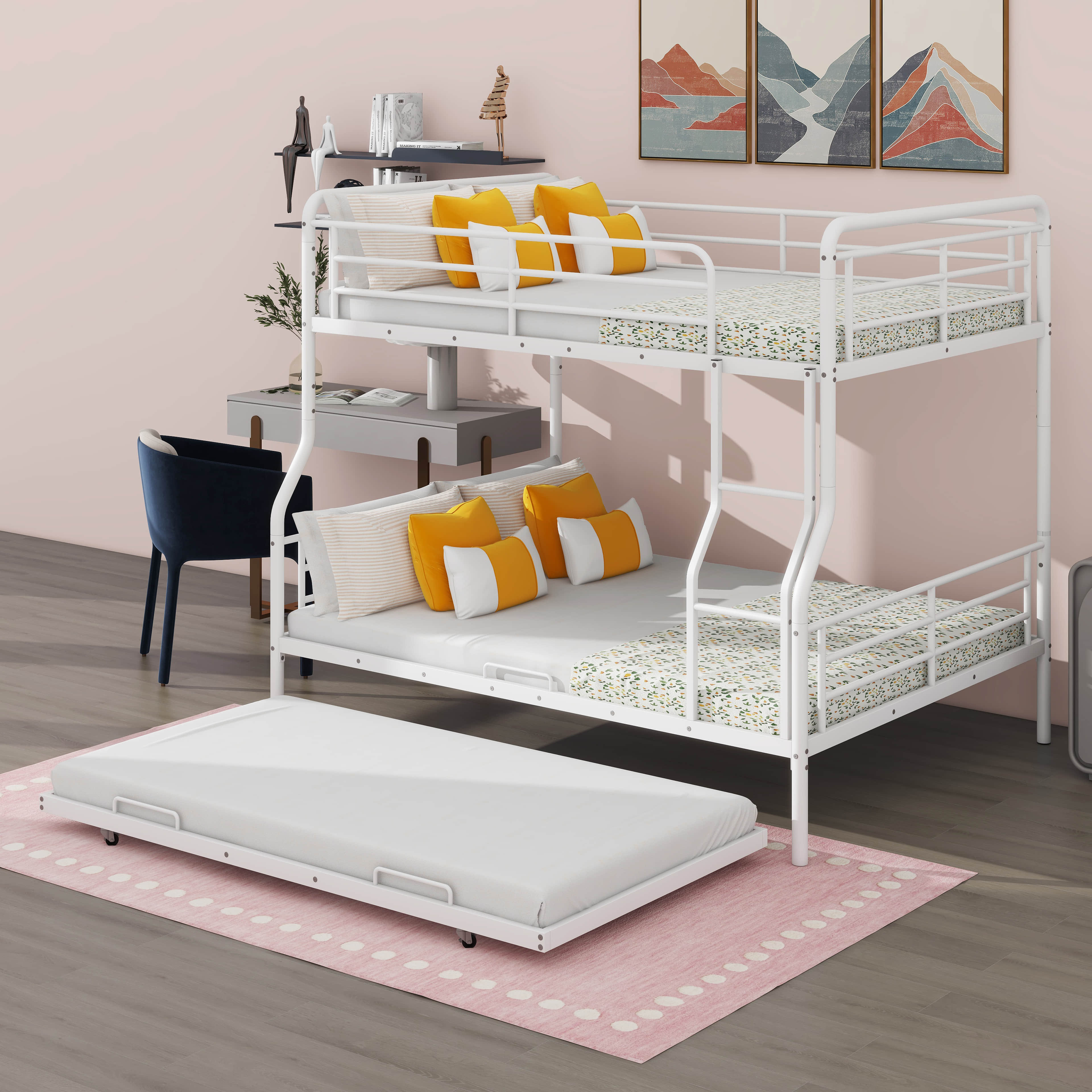 Latitude Run® Lit double superposé au-dessus de grand lit double avec ...