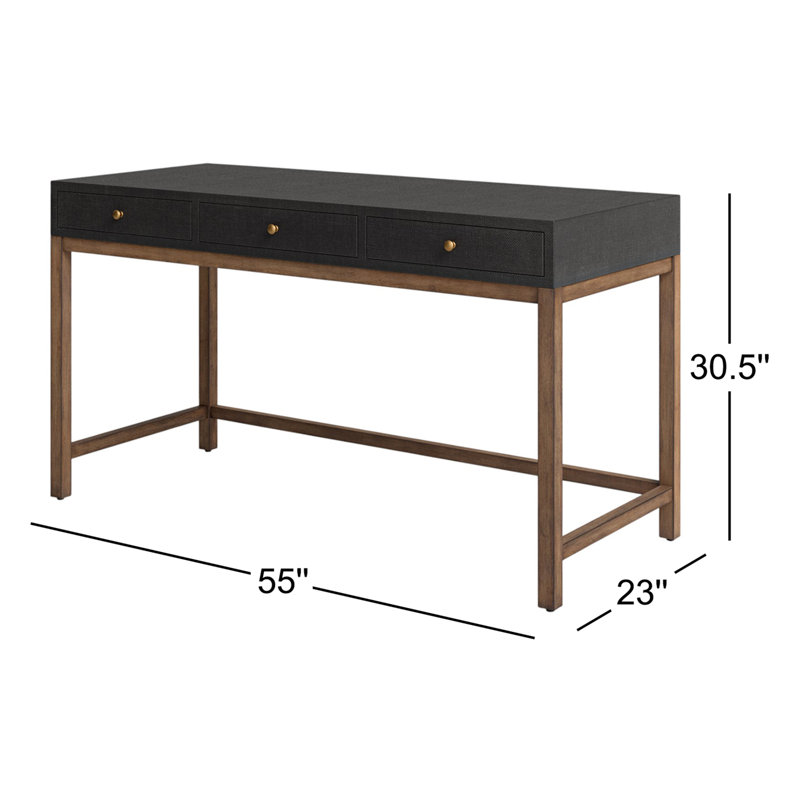 Four Hands Fiona Desk-Black Raffia | Perigold