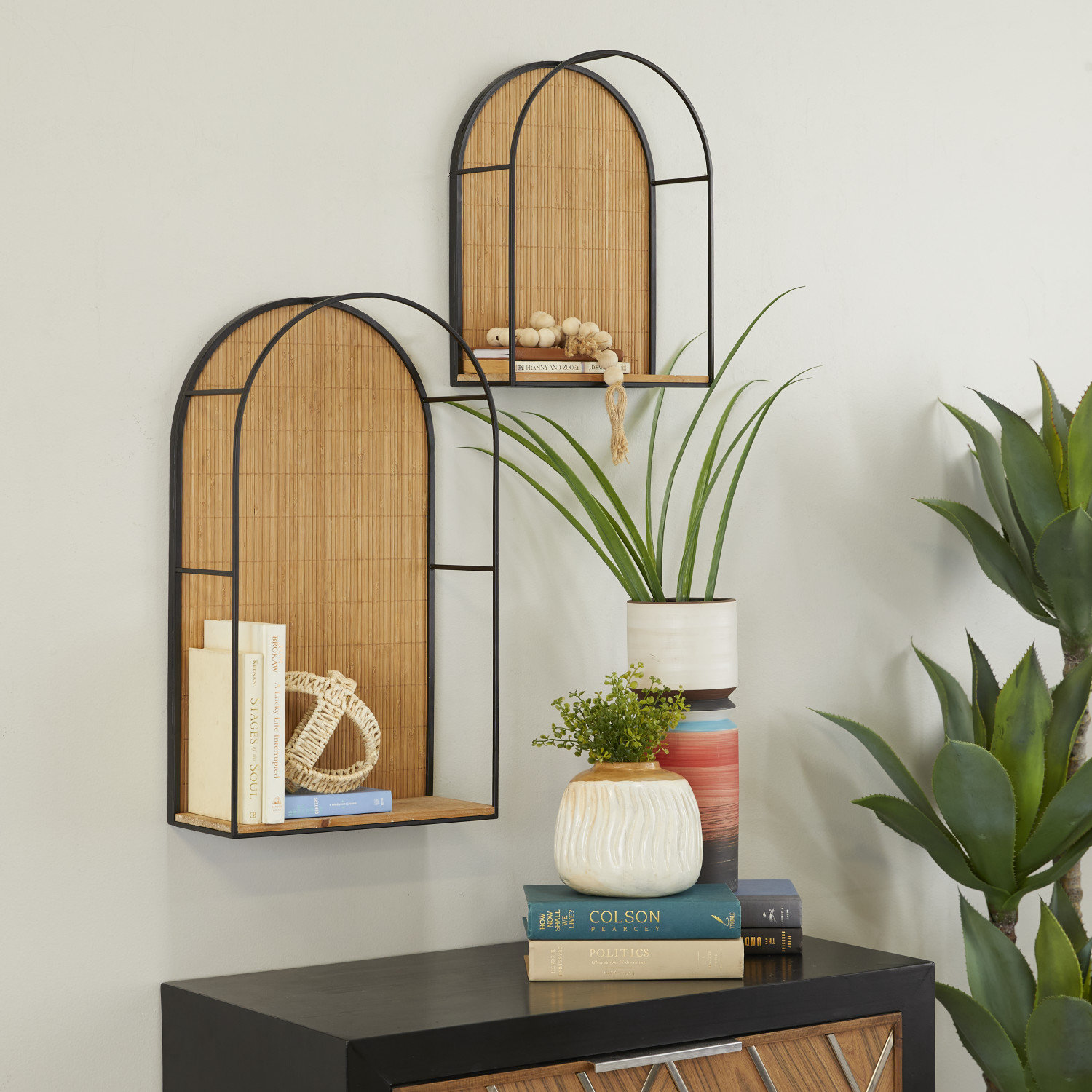 Novogratz Cole And Grey Modern Bamboo Wall Shelf Set Of 2 - Wayfair Canada