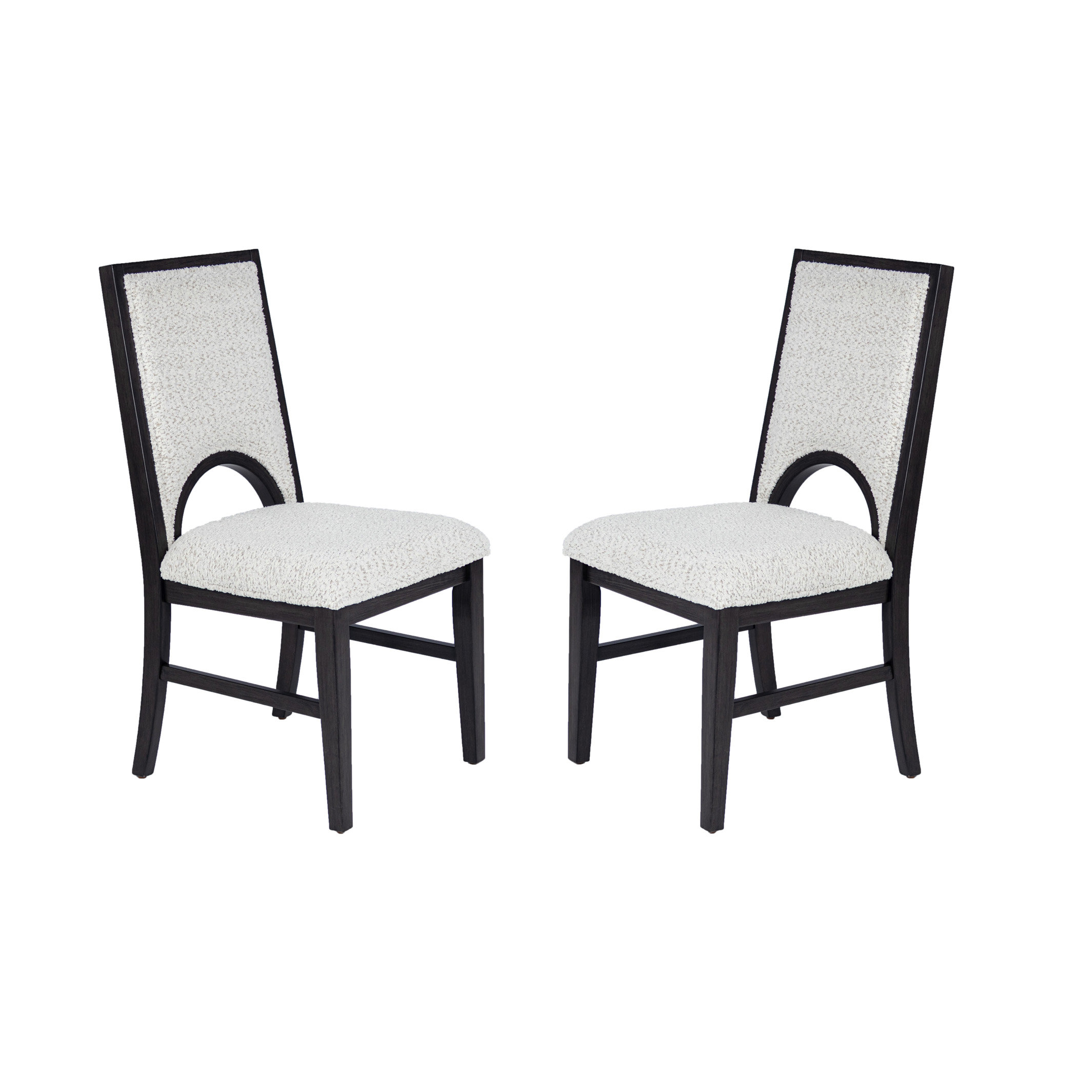 Wildon Home® White Fabric Soft Cozy Texture 2Pc Dining Chairs ...