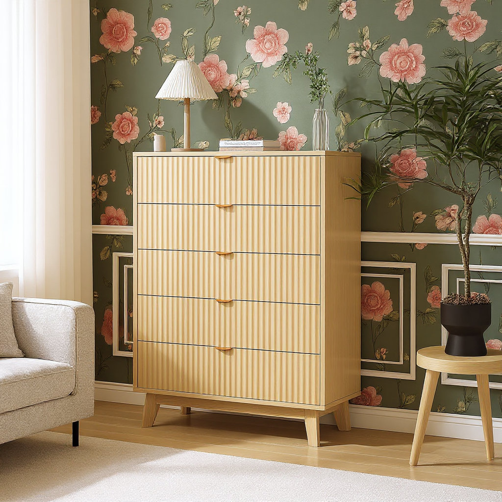 George Oliver Modern Fluted Closet Dressers, 5 Drawer | Wayfair