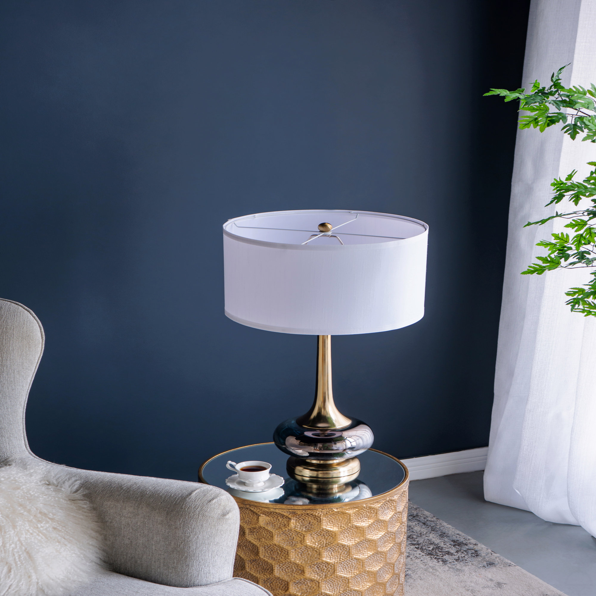 Mercer41 Table Lamp With Glass Drum | Wayfair