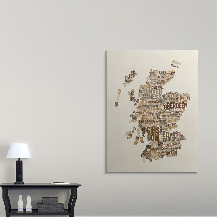 Ebern Designs Francy 'Scotland Typography Map' by Abarca Textual Art ...