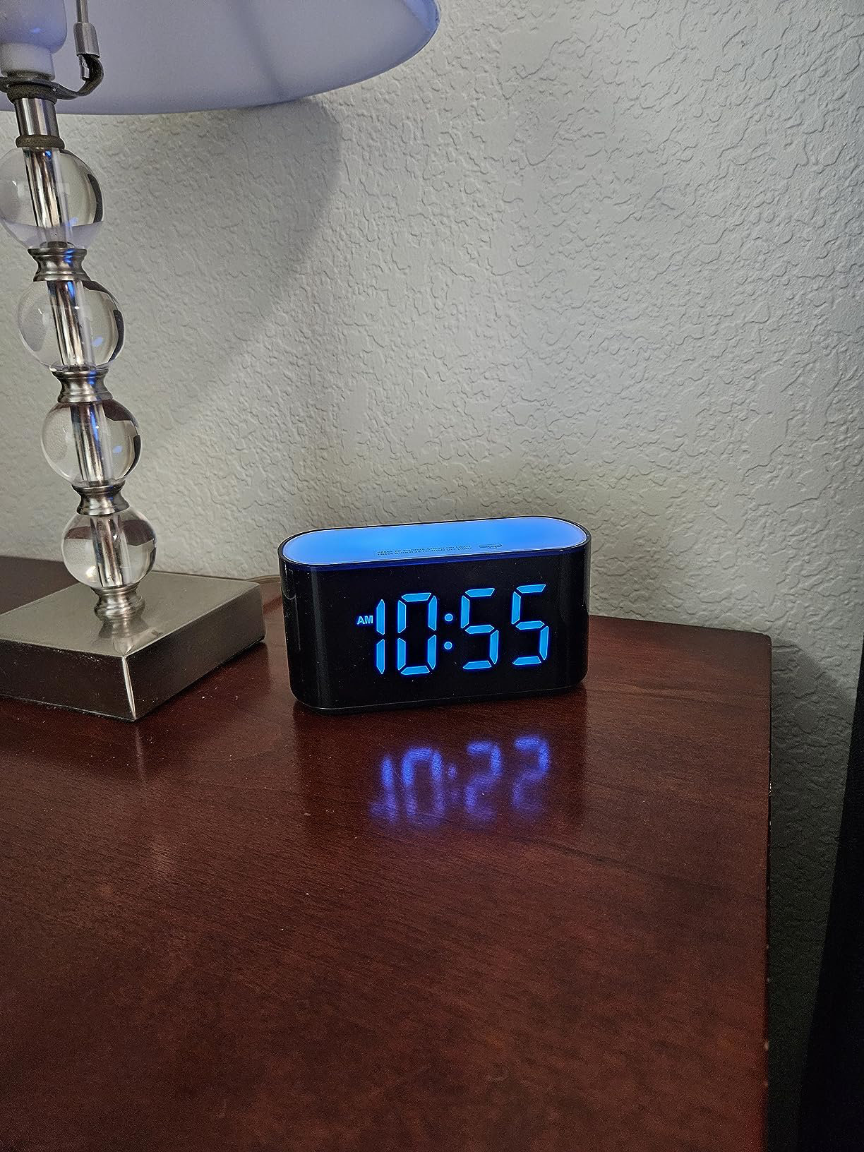 Ivy Bronx Blue Night Light Digital Alarm Clock Large Display Easy to ...