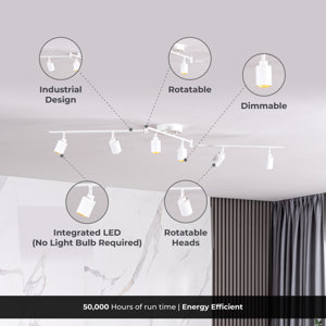 Vidalite 62.2'' 6 -Light Swing Arm Track Lighting Track Kit with ...